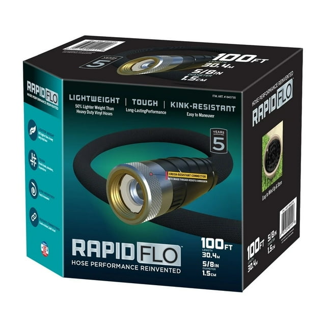 Teknor Rapid Flo Compact Garden Hose, 5/8 Inch x 100 Foot - Walmart.com
