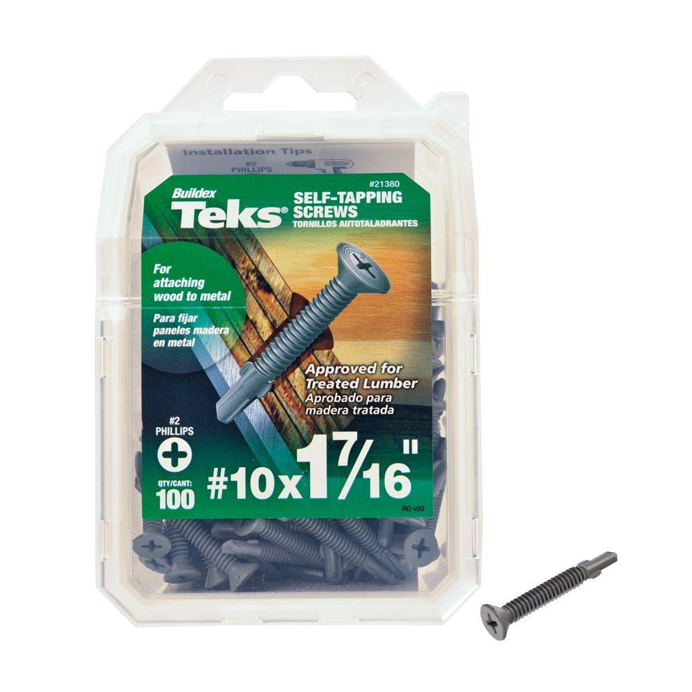 Teks 21380 Phillips Flat-Head Self-Tapping Screw w/Wing, #10x1-7/16 ...