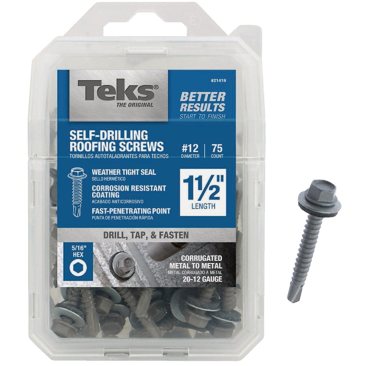 Teks 21524 Lath Screw, #8 Thread, Truss Head, Phillips Drive, Drill ...