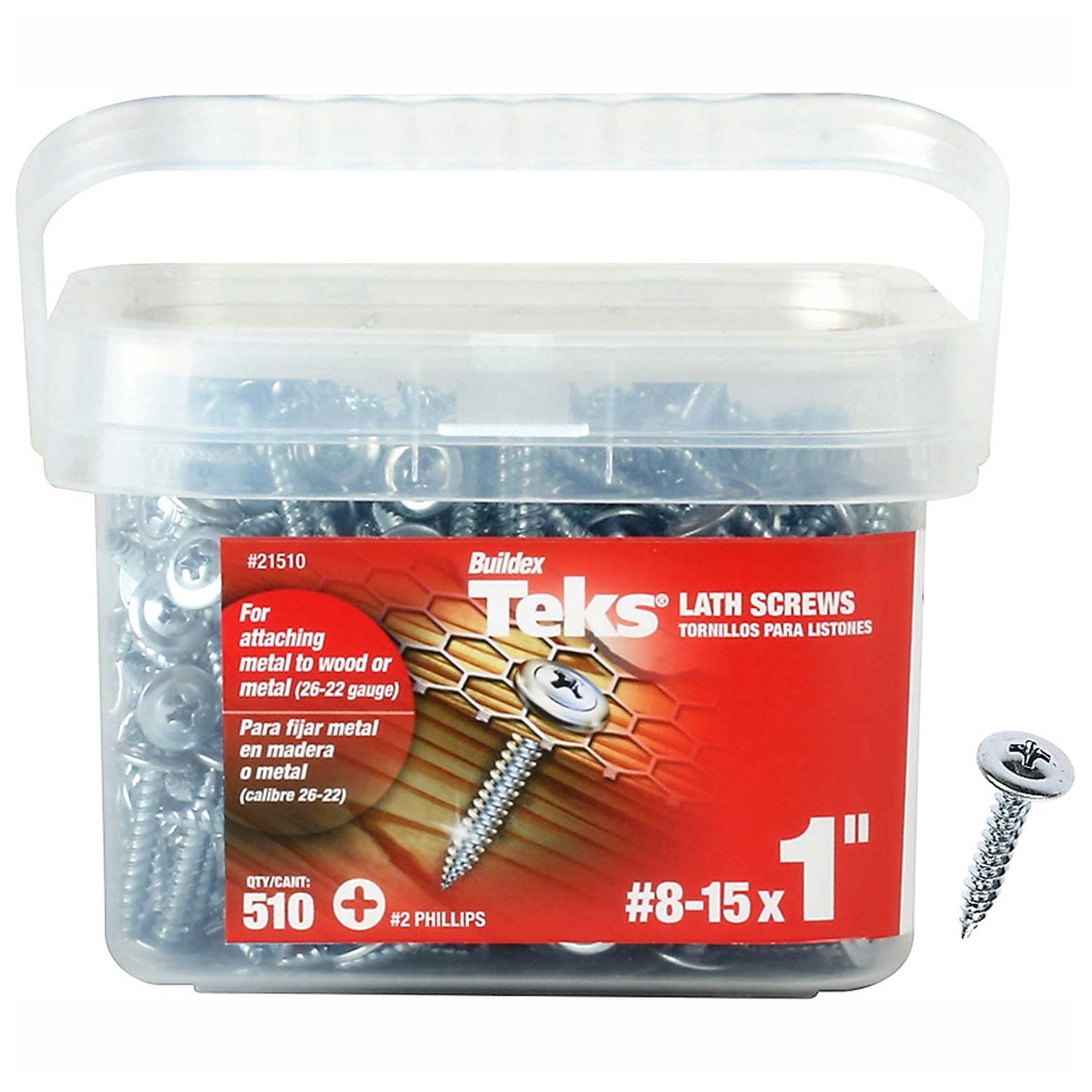 ITW Brands Teks Lath Sharp Point Screws #8-15 x 1" (510 Pack) - Walmart.com