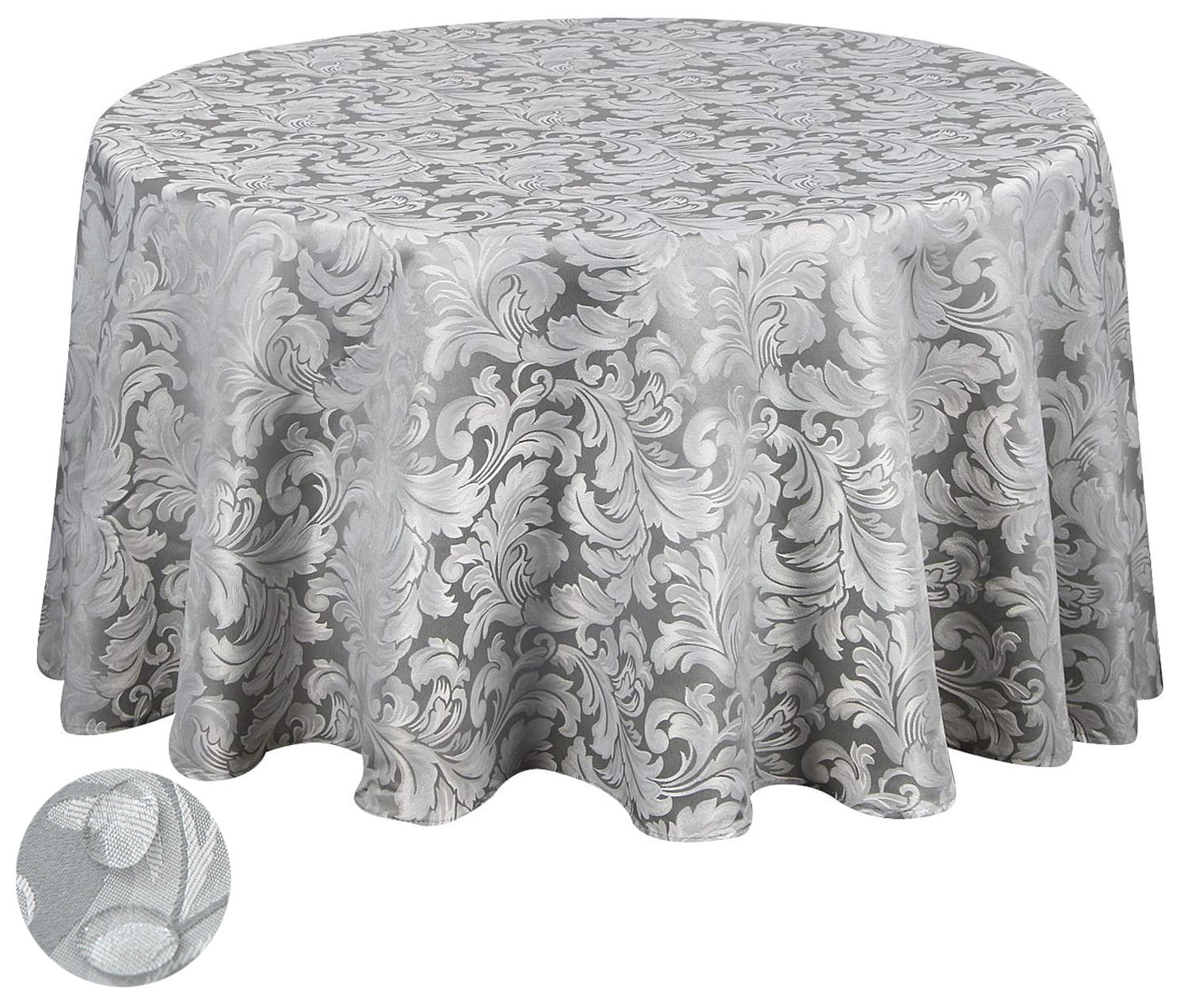 Tektrum Heavy Duty 90 inch Round Damask Jacquard Tablecloth Table Cover ...