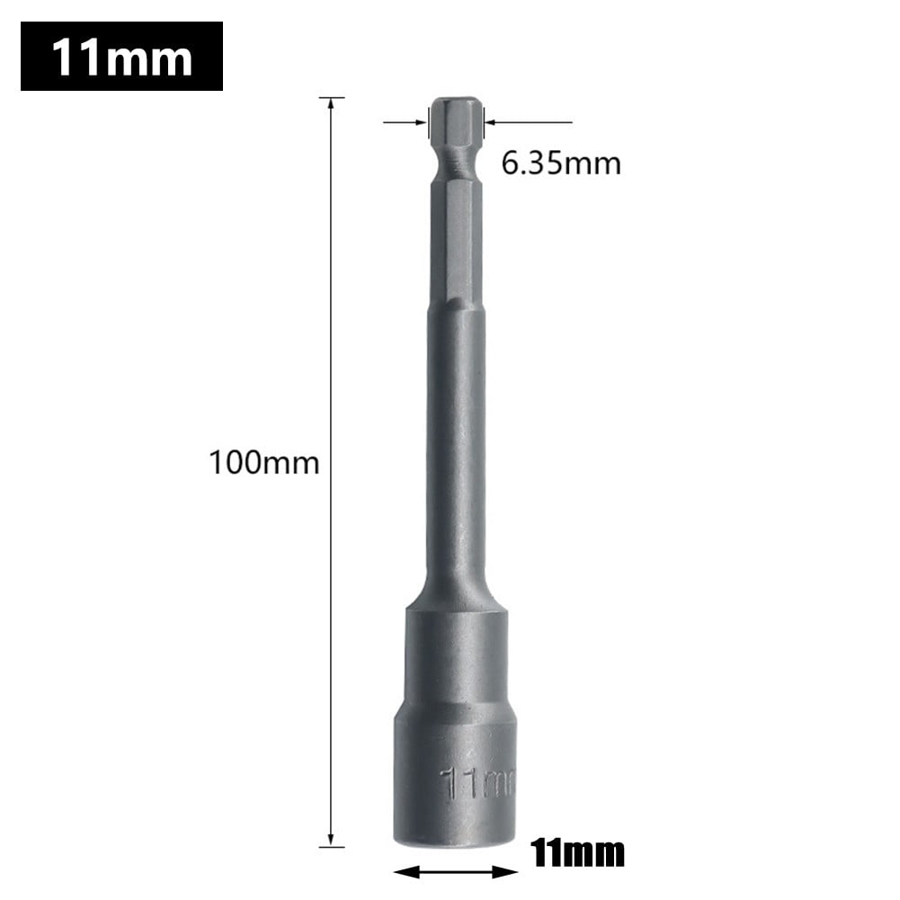 Tekuisi 100mm Long 6mm-19mm Hexagon Nut Driver Drill Bit Socket Wrench ...