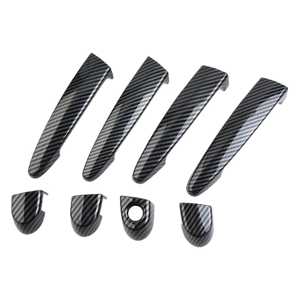 Tekuisi 4pc Carbon Chrome Car Door Handle Cover Trim Stickers Styling ...