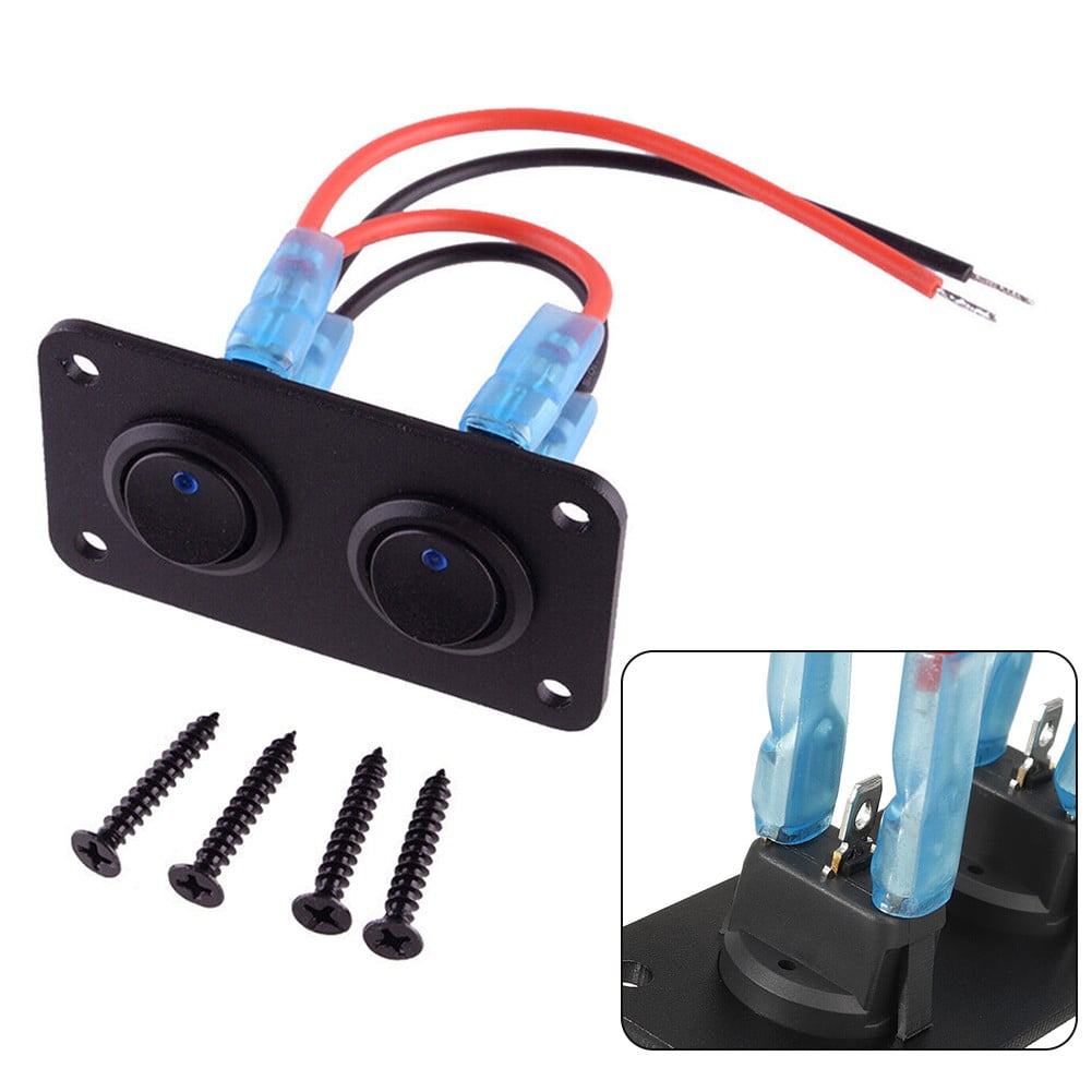 Tekuisi BLACK 2 Gang Rocker Toggle Switch Panel for Car RV Truck 12V ...