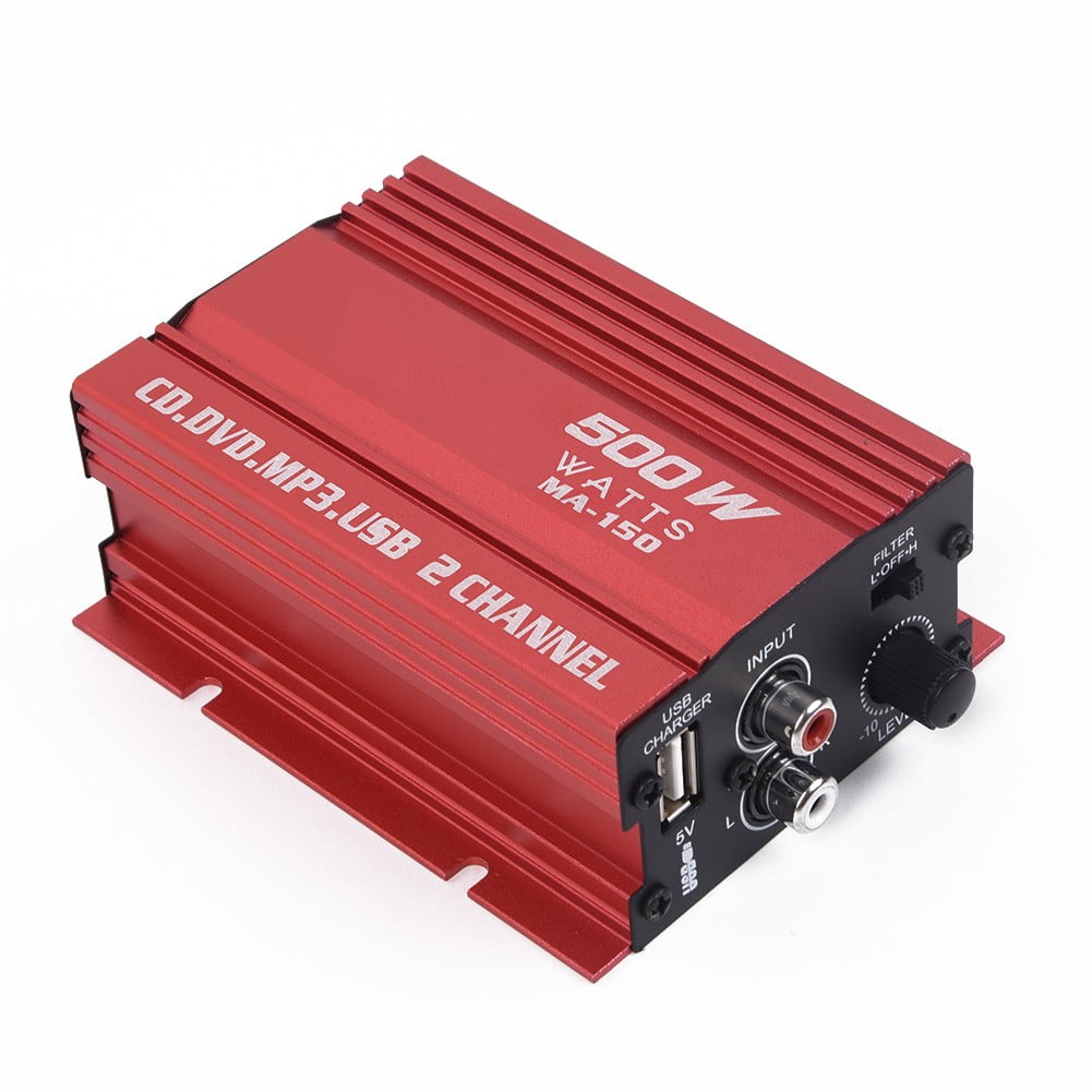Tekuisi Car 12V Cable 500W Audio Amplifiers 500W 2 Channels Mini Hi-Fi ...