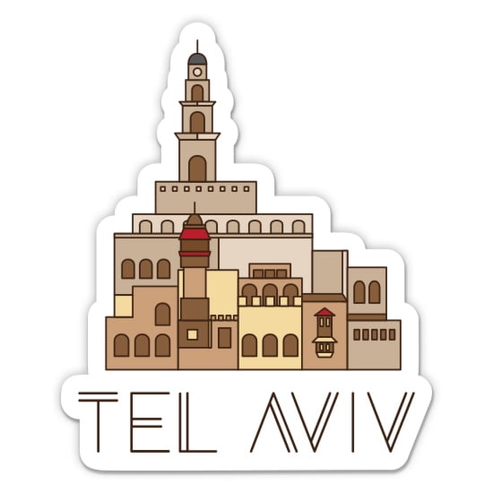 Tel Aviv Israel Travel - 3" Vinyl Sticker - For Car Laptop Water Bottle ...