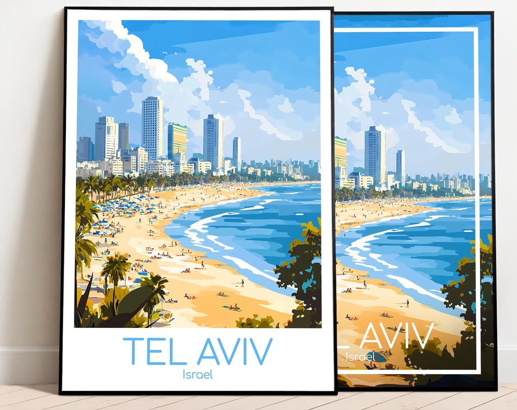 Tel Aviv Travel Poster Tel Aviv Poster Wall Art Israel Vintage Poster Tel Aviv Travel Poster ...