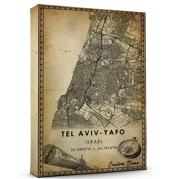 Tel Aviv-Yafo Map Poster, Israel Map Art Poster, Canvas, Tel Aviv-Yafo ...