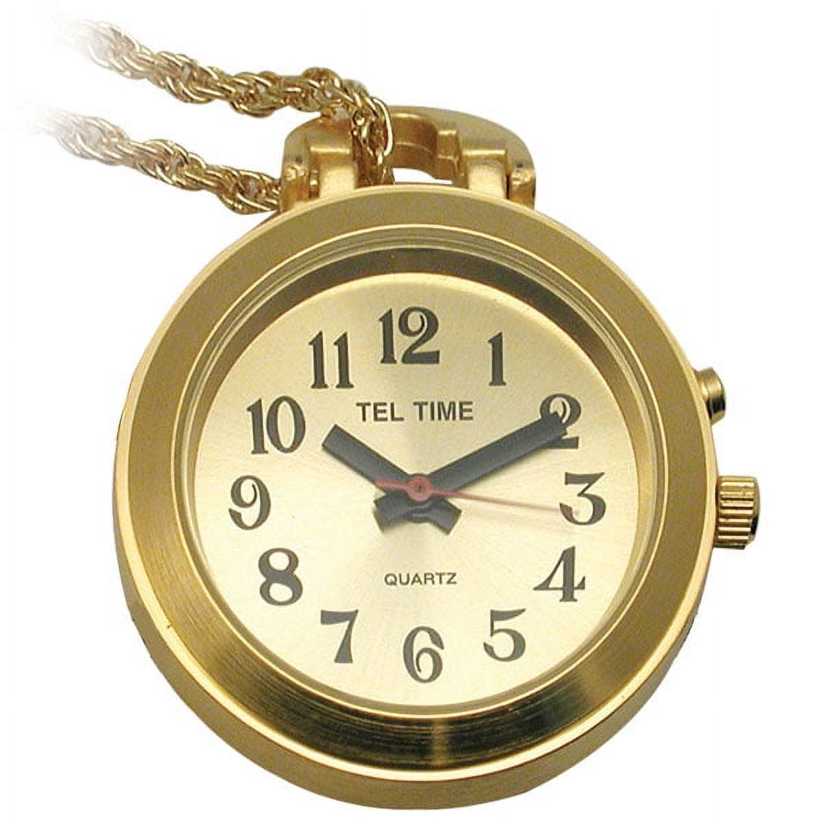 Tel-Time Talking Pendant Ladies Watch - Gold-Tone w-Chain - 1 Button ...