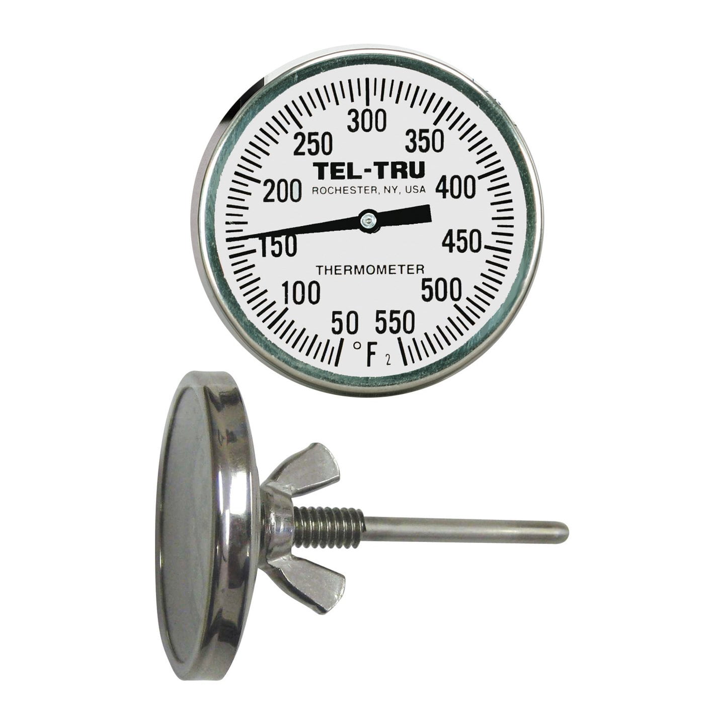 Tel-Tru BQ225 Barbecue Pit Thermometer, 2 inch dial and 2-1/2 inch stem ...