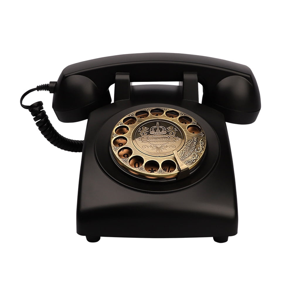 telpal Retro Desk Antique Style Decor, Vintage Rotary Dial Corded Phone ...