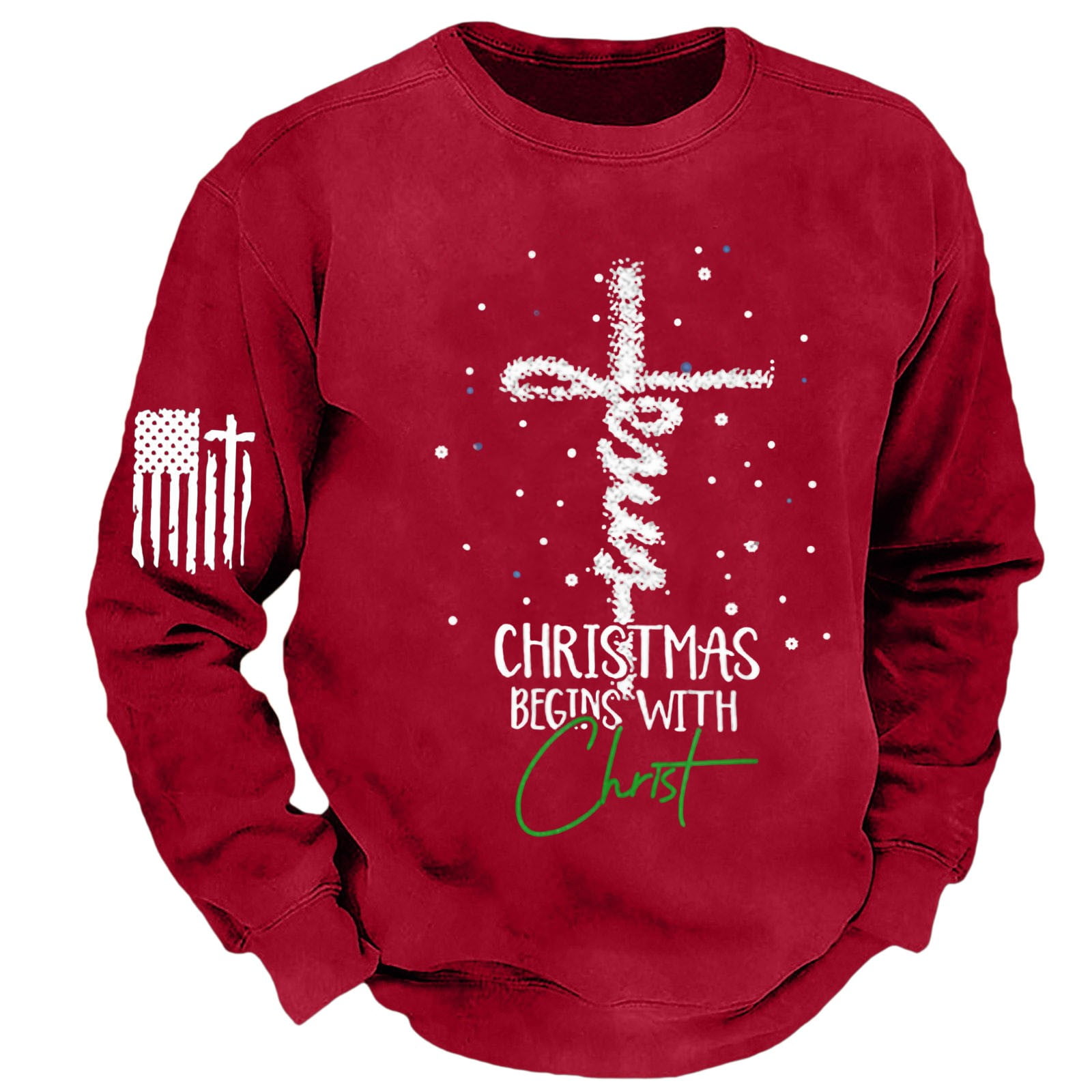 Telankuip Christmas Ribbing Sweatshirts for Men Plus Size Santa Claus ...