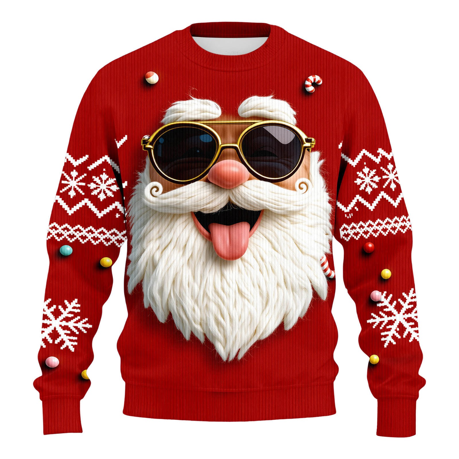 Telankuip Christmas Sweatshirts for Men 2025 Funny Santa Claus 3D ...