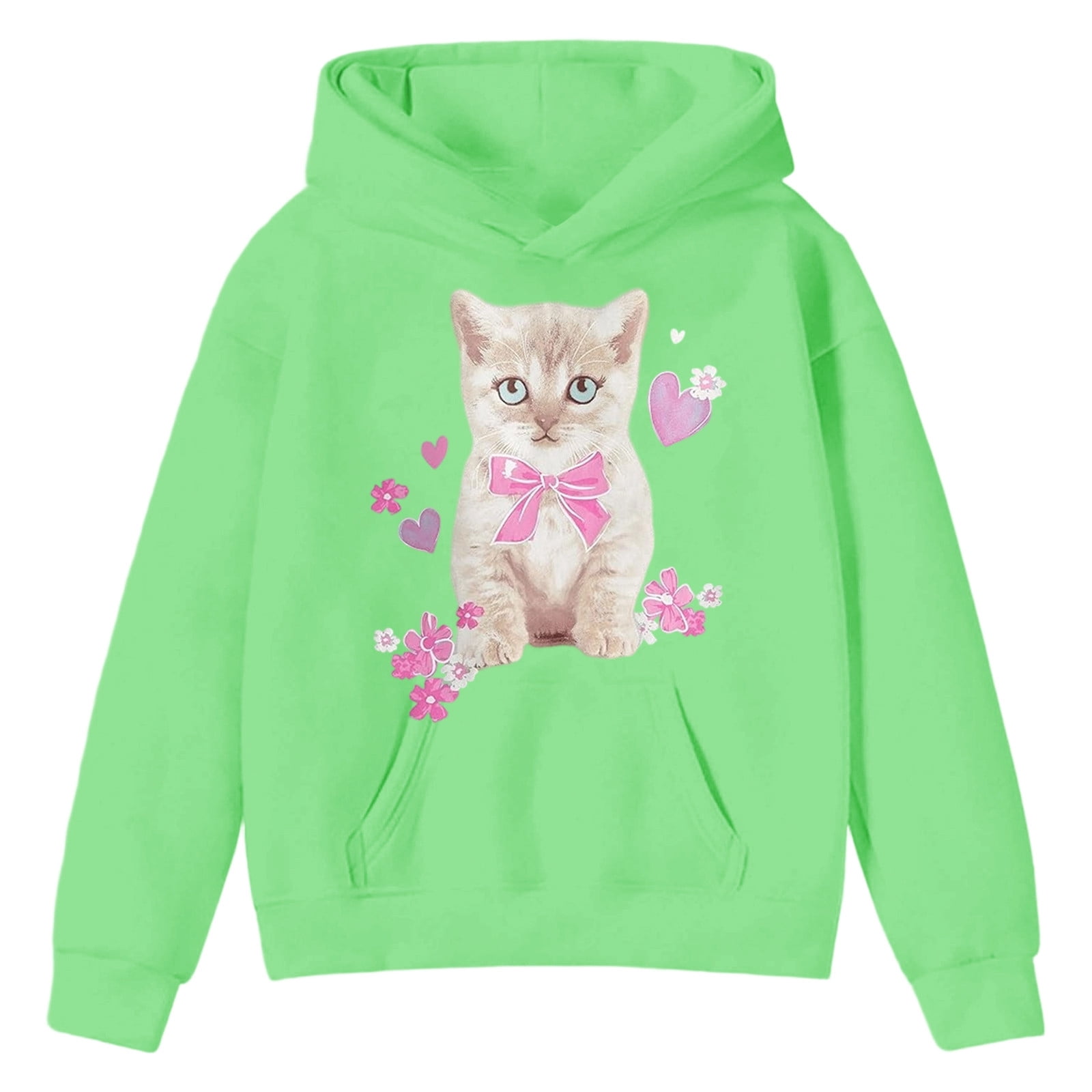 Telankuip Cute Cat Graphic Hoodies for Teen Girls Kawaii Anime ...