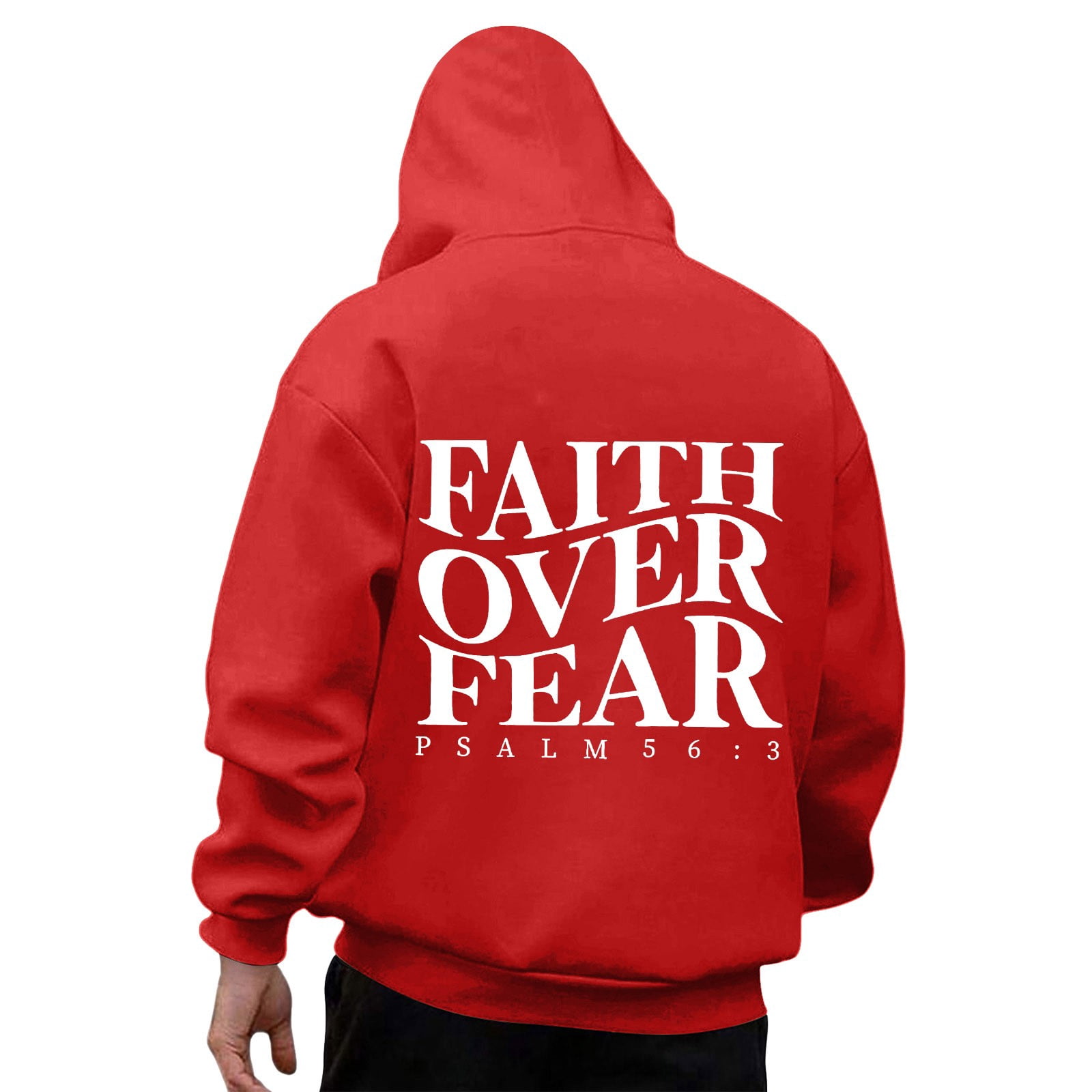 Telankuip Faith over Fear Graphic Hoodies for Men Bible Verse Christian ...