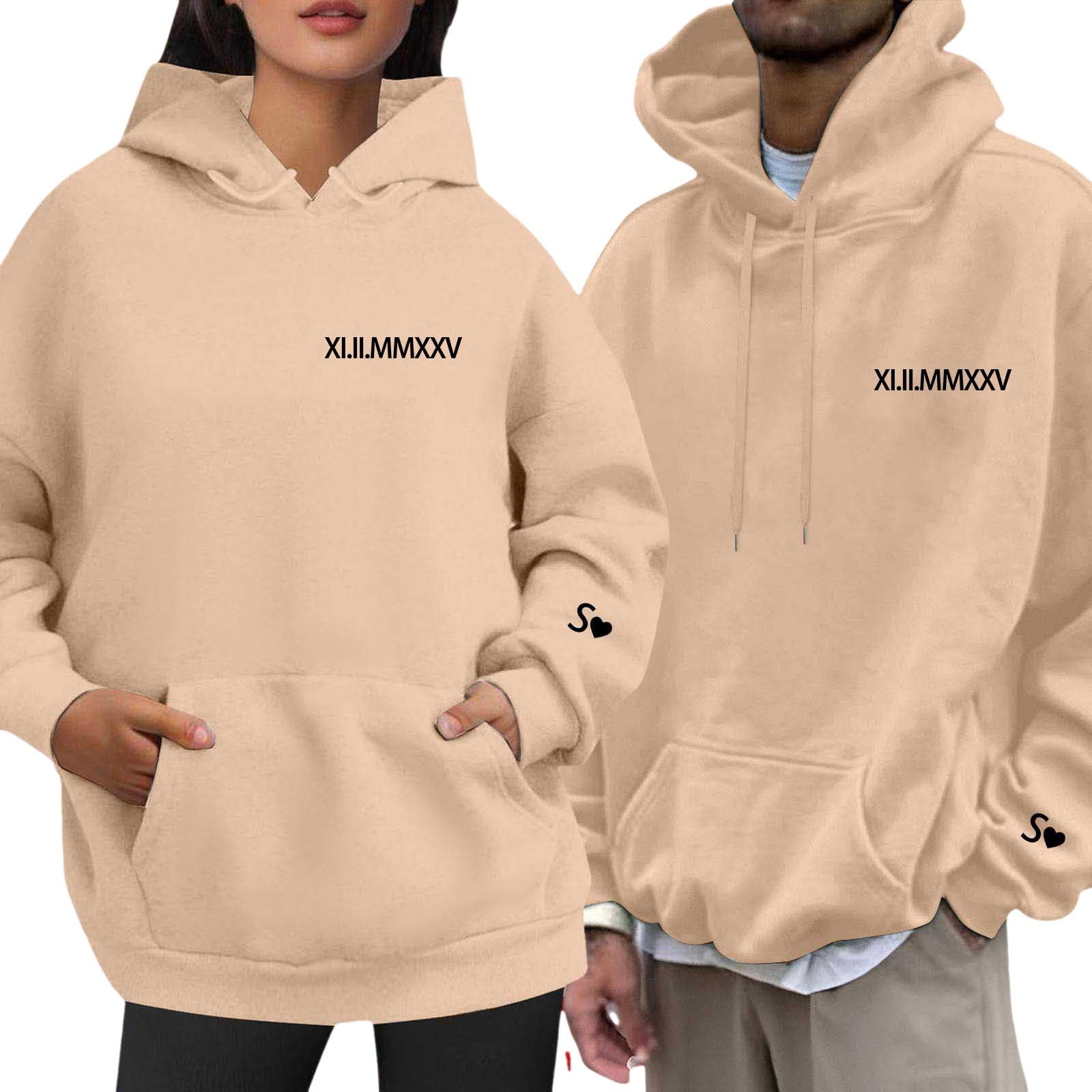 Telankuip Matching Couple Hoodies Valentines Day Sleeves Letter Print ...