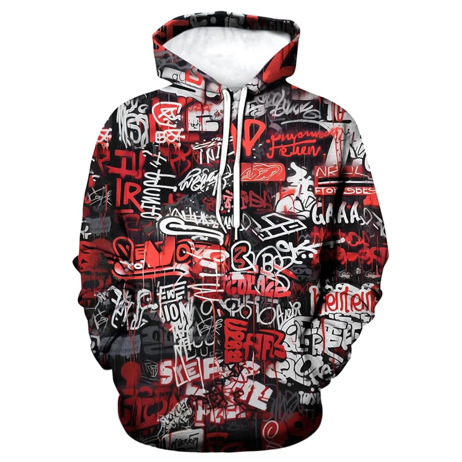 Telankuip Men's Artist Street Letter Graffiti Markers Hoodies Trendy 3D ...