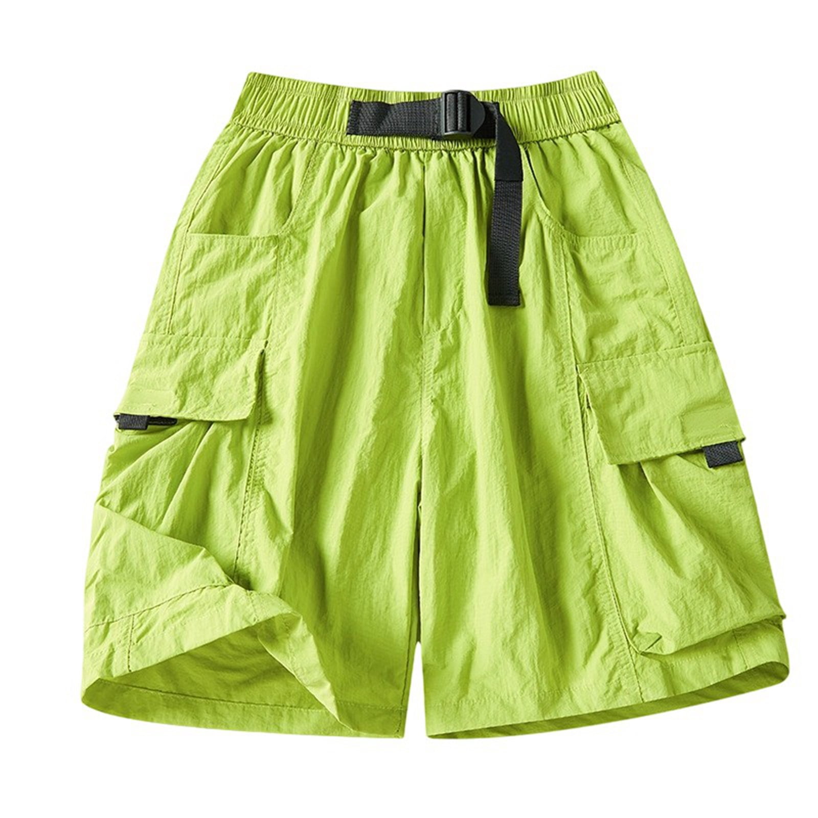 Telankuip Men's Board Shorts Casual Elastic Waisted with Belt Solid ...