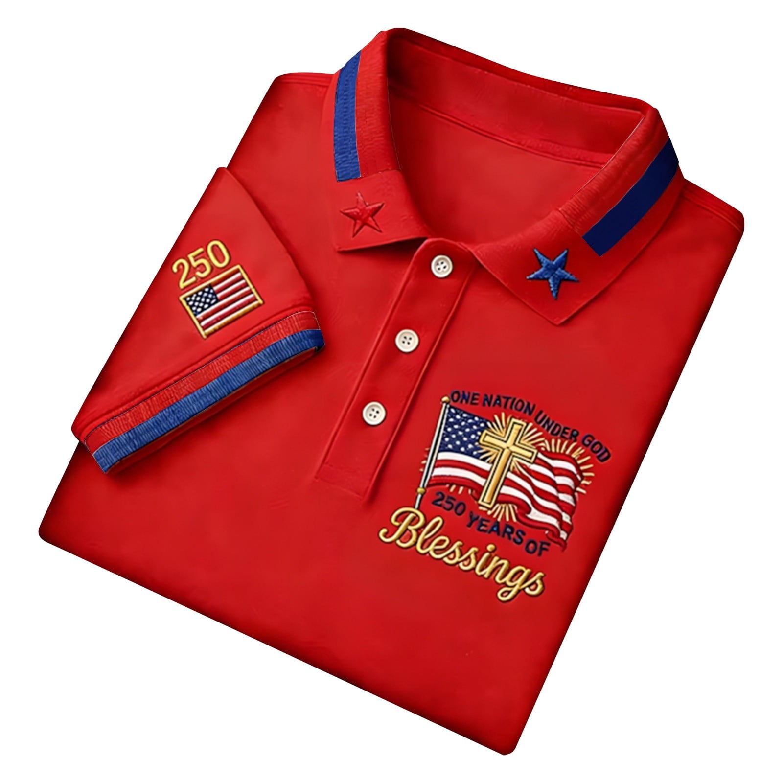Telankuip Men's Retro 250th Anniversary of the United States Print Polo ...