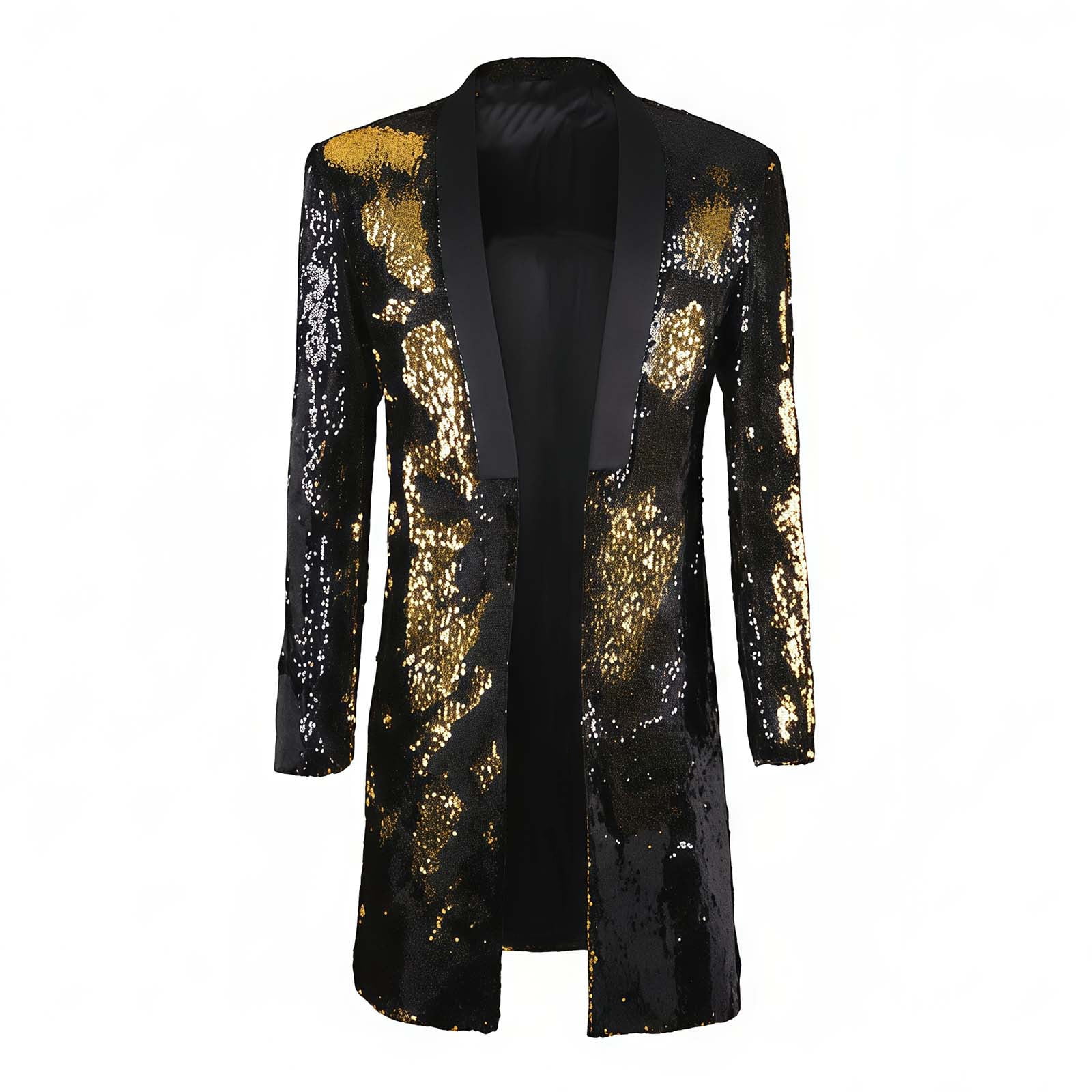 Telankuip Men's Slim Fitted Long Sequined Suits Fashion Shiny Sequin ...