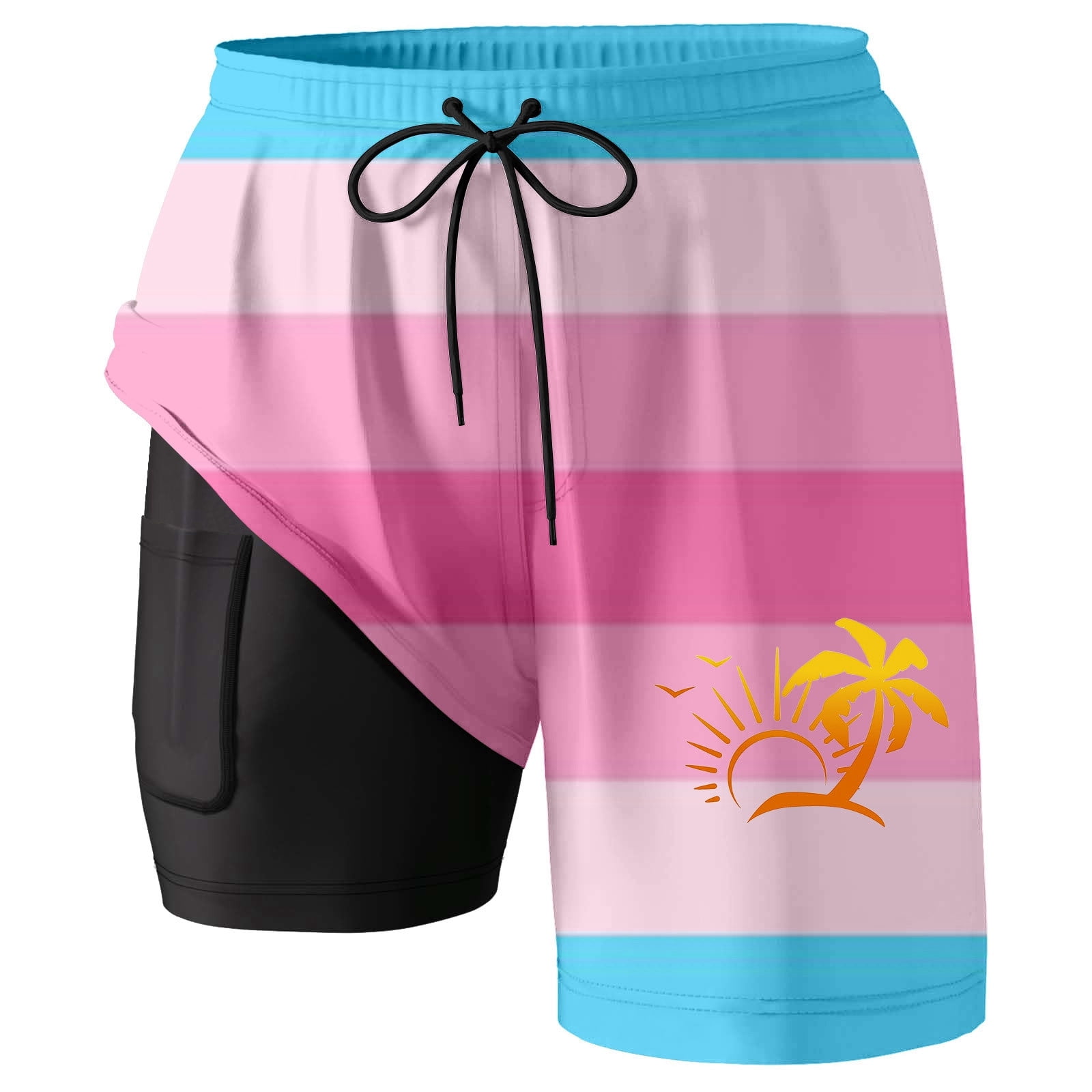 Telankuip Mens 2 in 1 Quick Dry Stretch Lined Swim Trunks Funny Gold ...