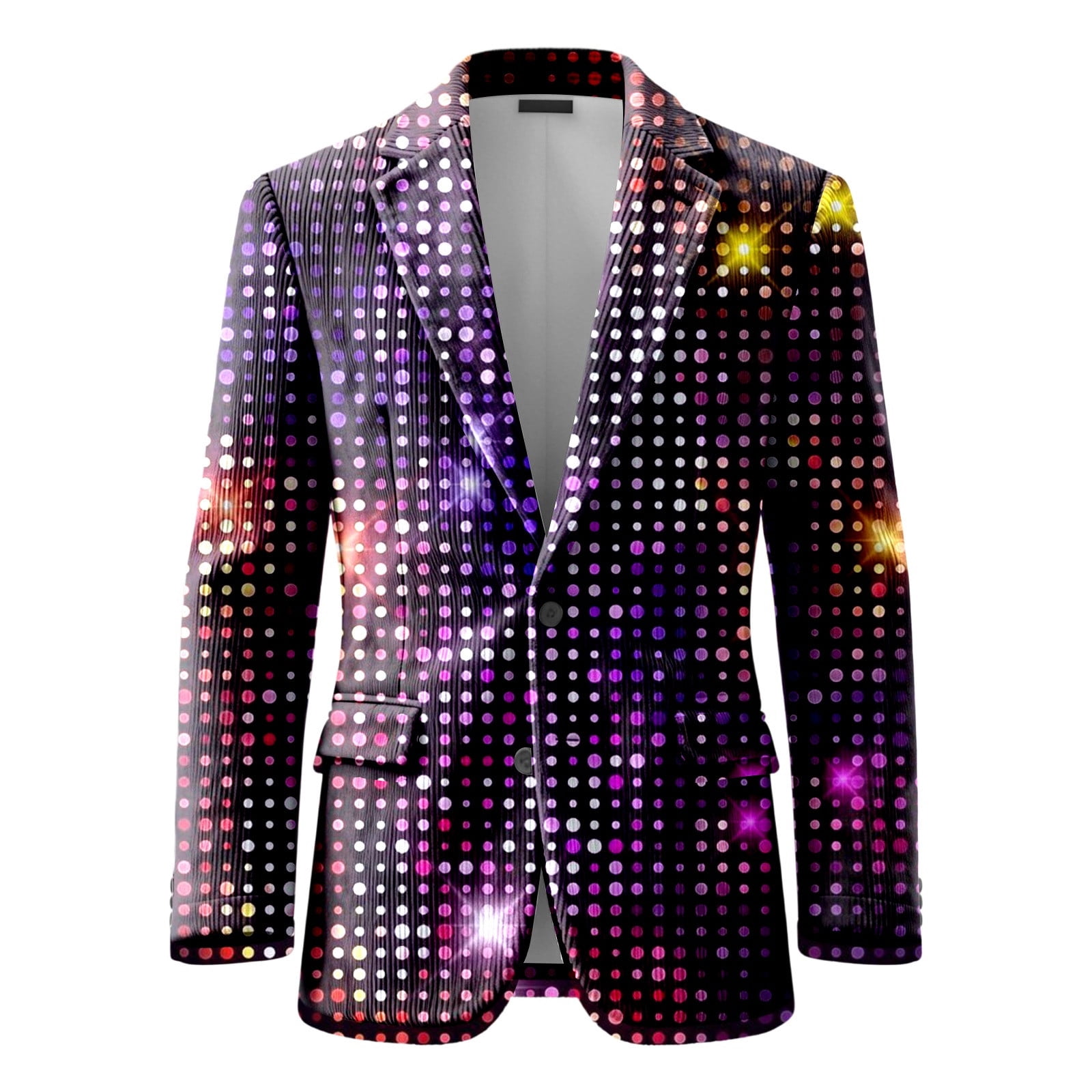 Telankuip Mens Carnival Sequin Print Corduroy Suits Jacket for Party ...