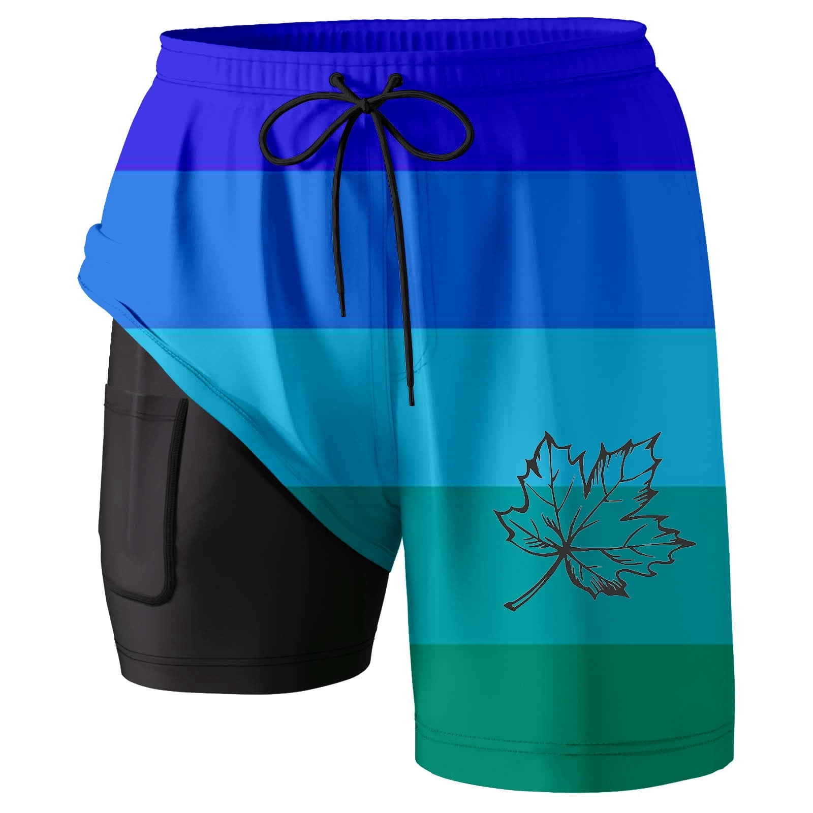 Telankuip Mens Drawstring Swim Trunks Trendy 2 in 1 Quick Dry Stretch ...