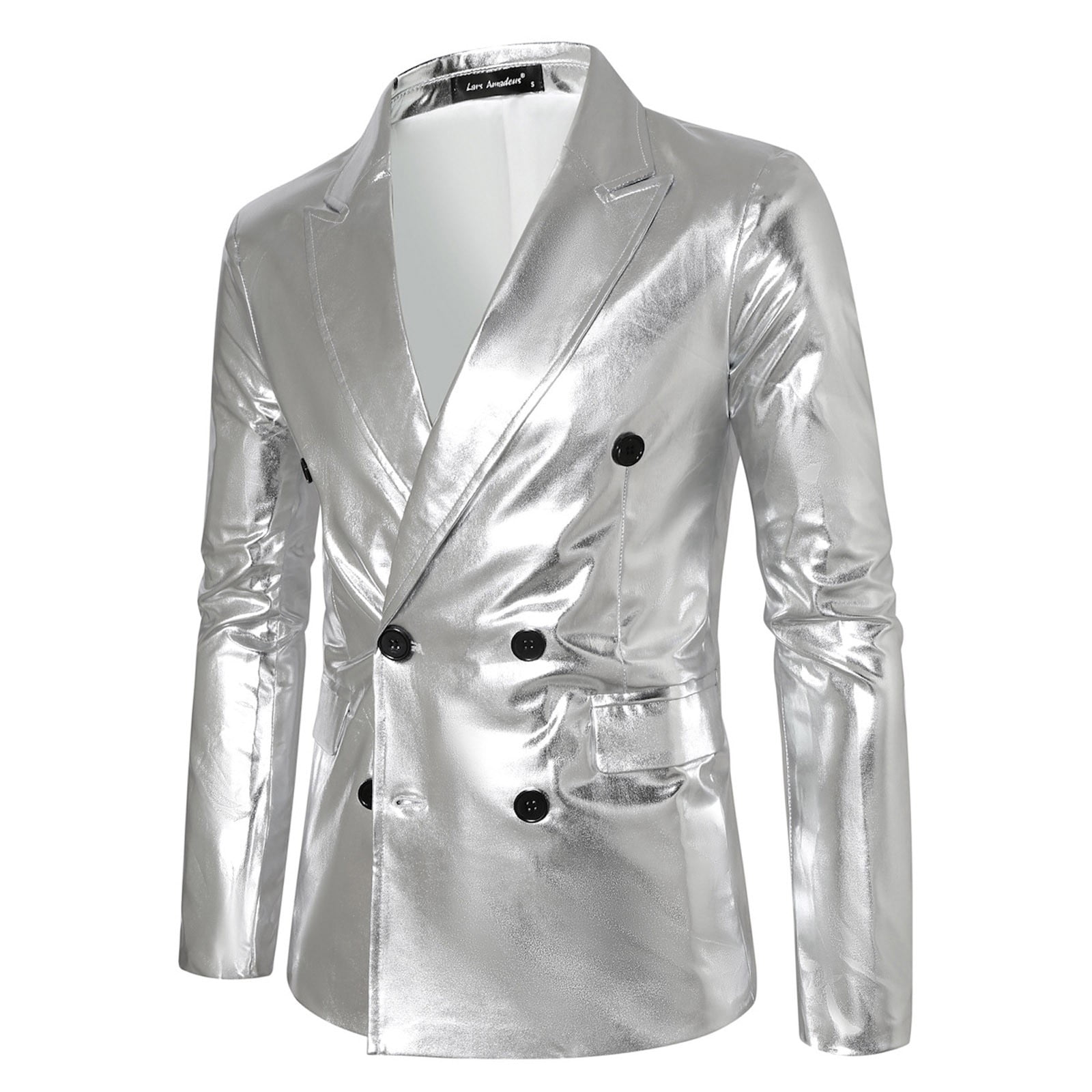 Telankuip Mens Glossy Suit Jacket Loose Comfortable Singer Stage ...