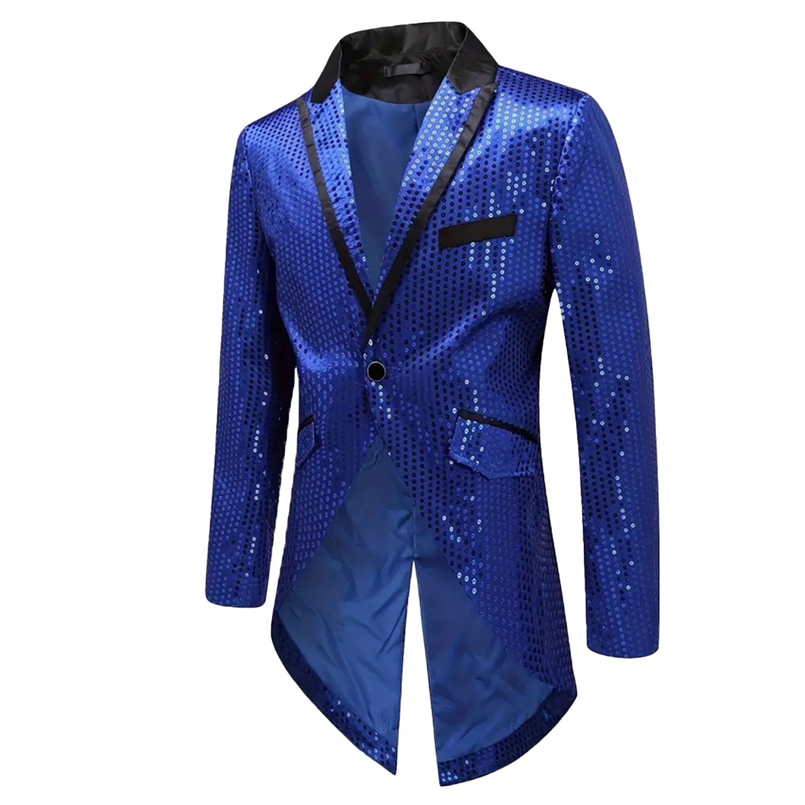 Telankuip Mens Sequin Tuxedo Tailcoat Swallowtail Suit Jacket Fashion ...