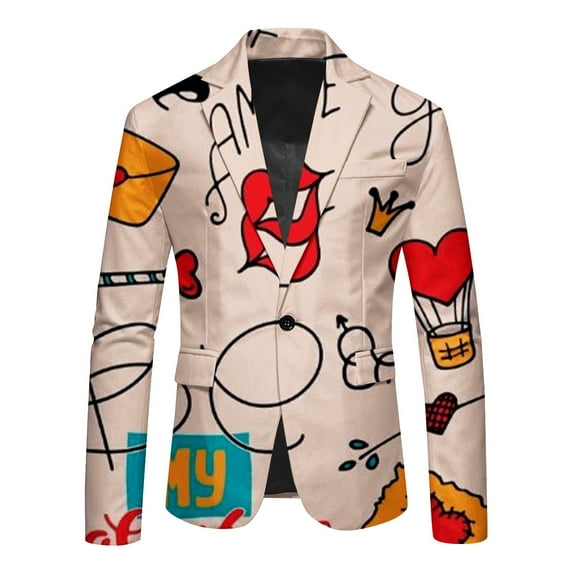 Telankuip Stripes and Hearts Print Mens Valentine's Day Suit Jacket ...
