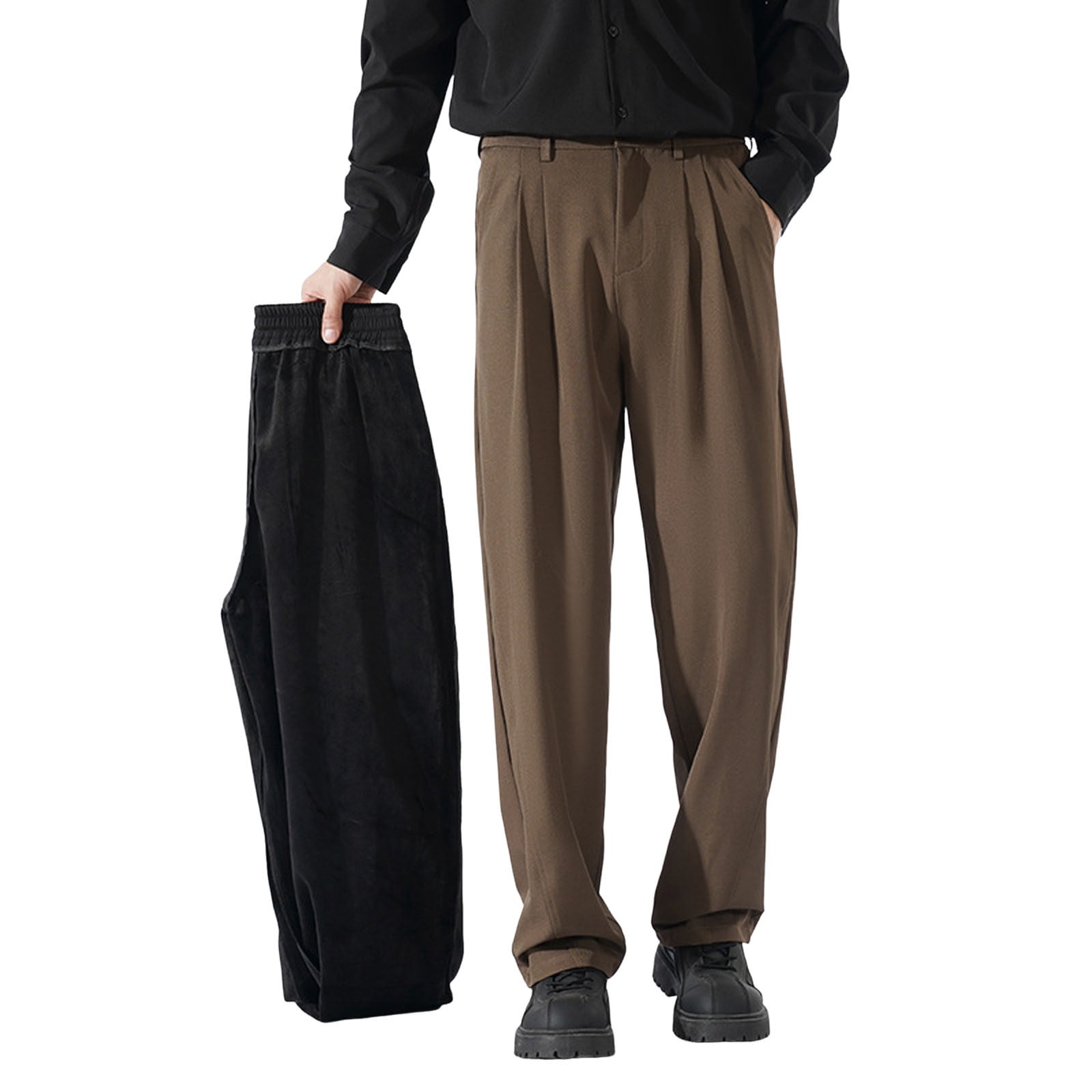 Telankuip Work Pants for Men Plus Size Wide Leg Elastic Waisted Suit ...