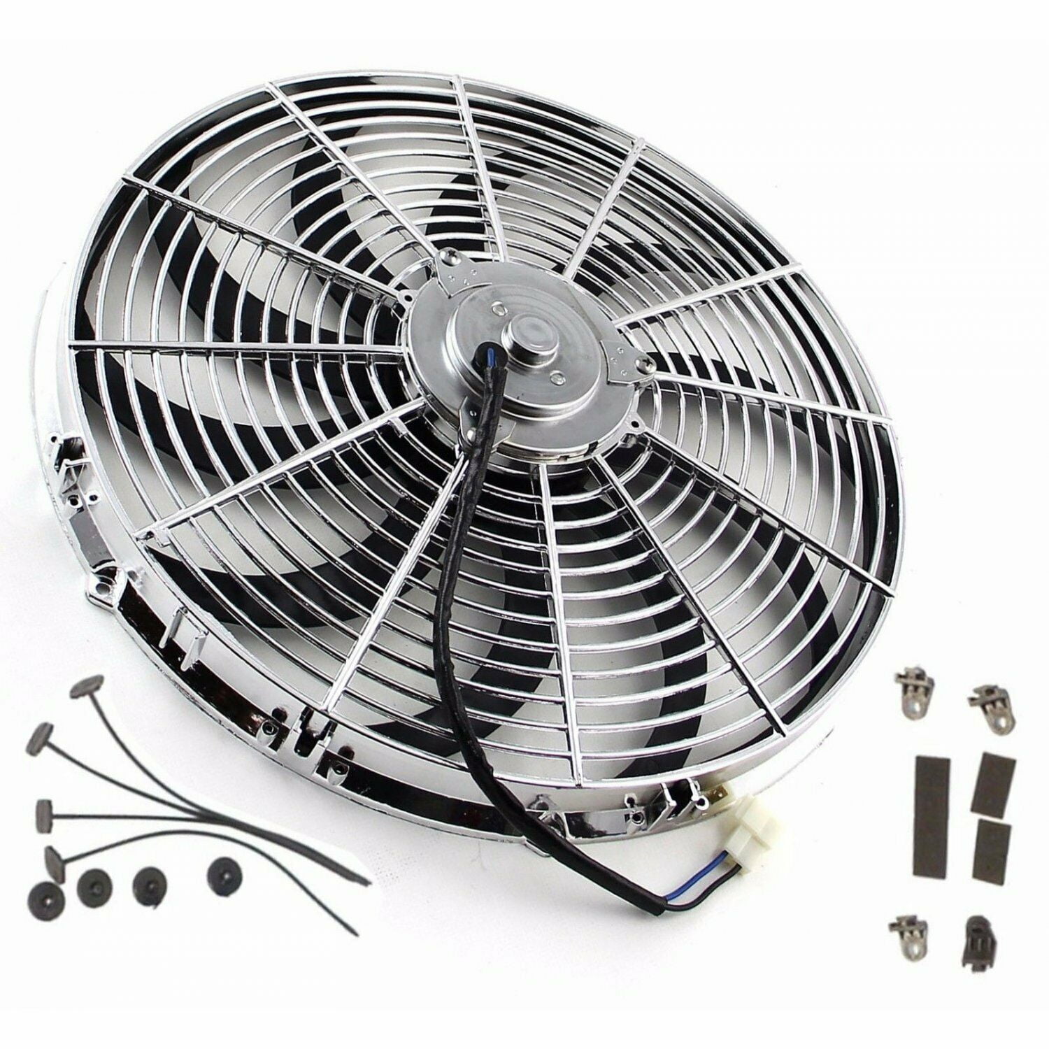 Teledu 16" Inch Chrome Electric Cooling Radiator Fan Curved Hot Rod ...