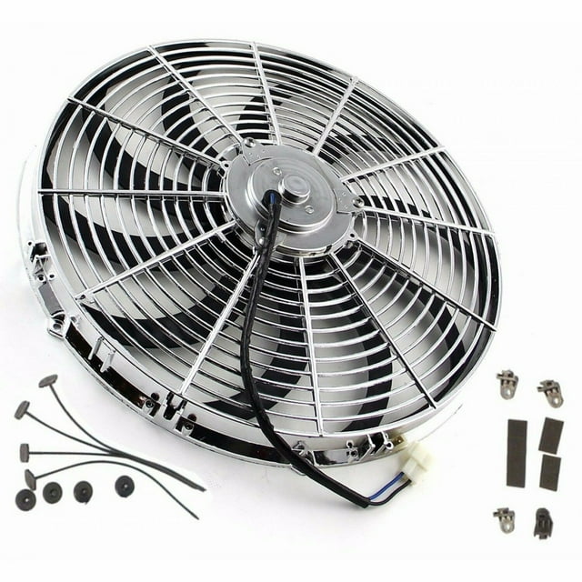 Teledu 16" Inch Chrome Electric Cooling Radiator Fan Curved Hot Rod ...
