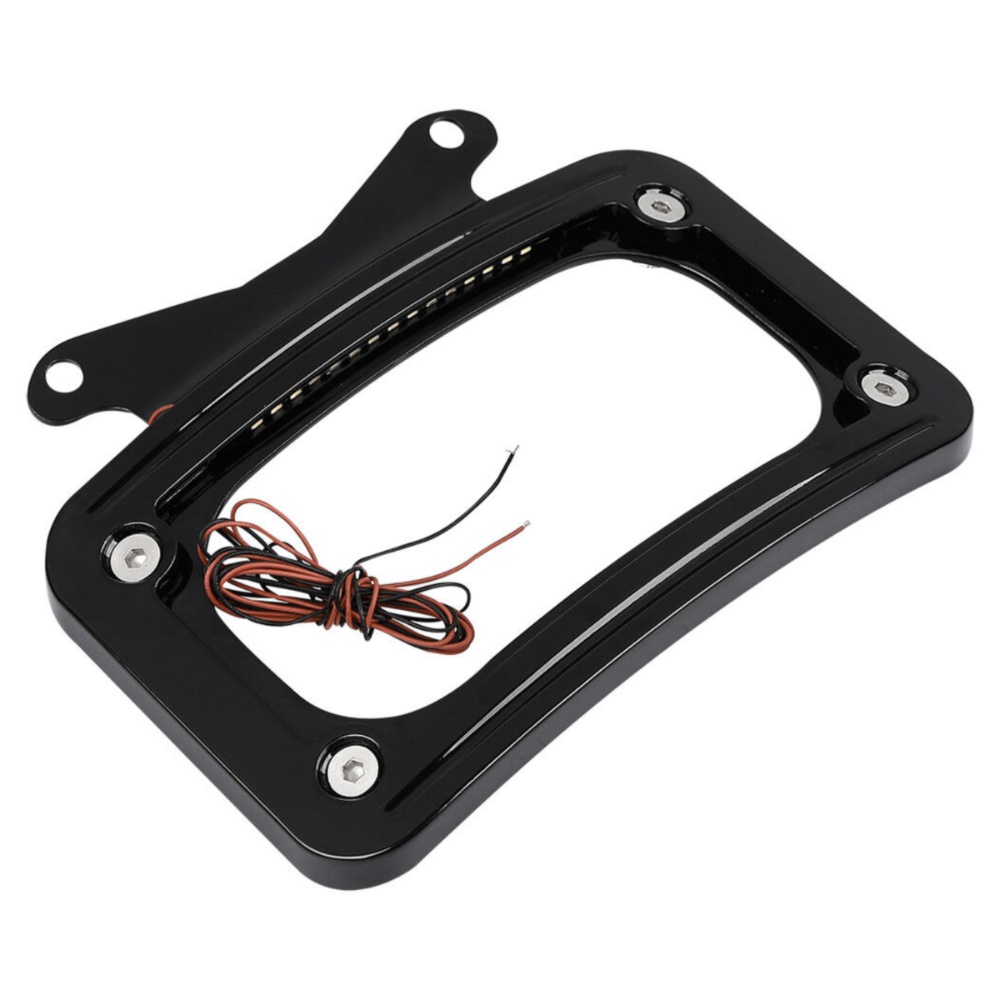 Teledu Black Curved License Plate Frame LED Light For 2010-2021 Harley ...