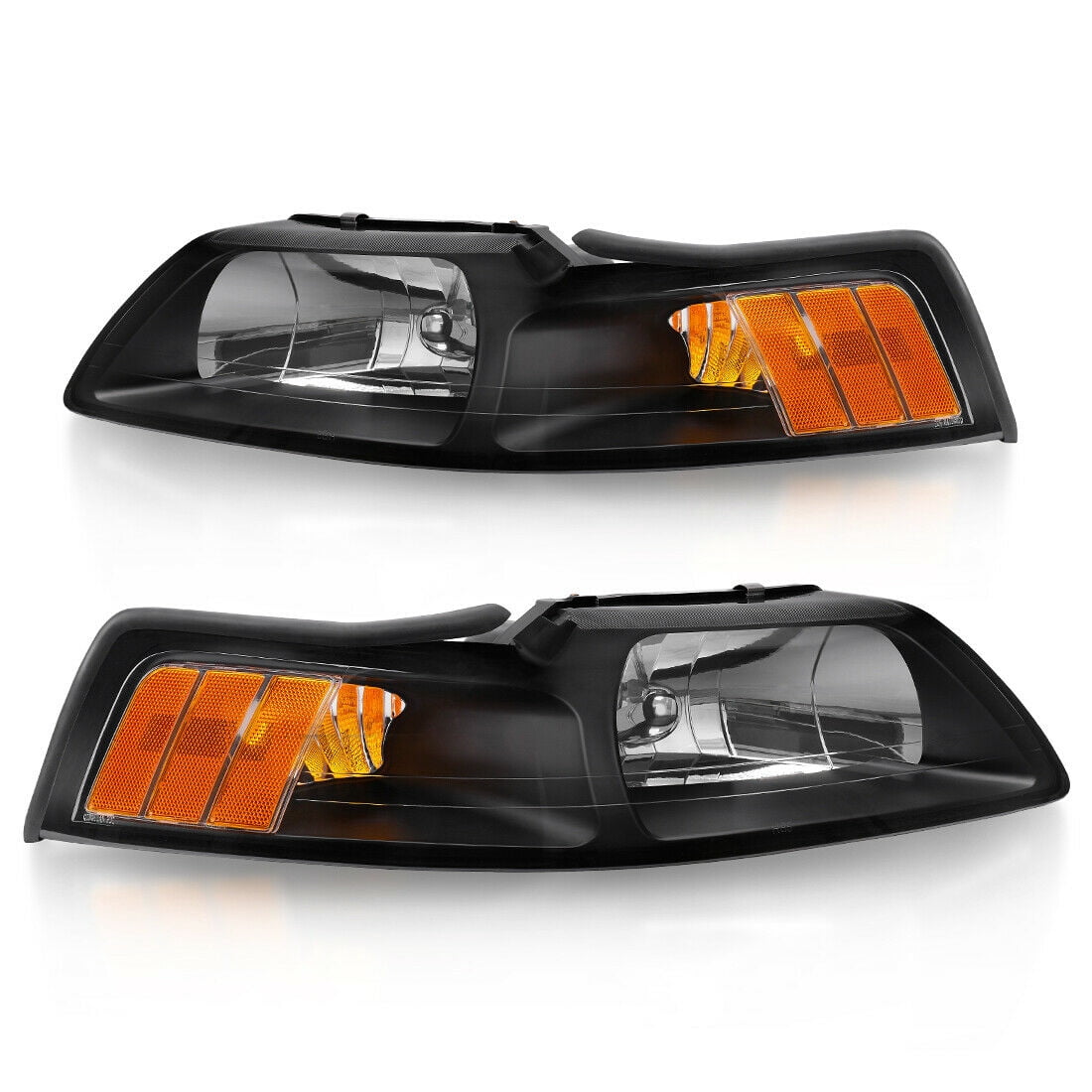 Teledu Black Housing Headlights For 1999-2004 Ford Mustang Lamps Pair ...