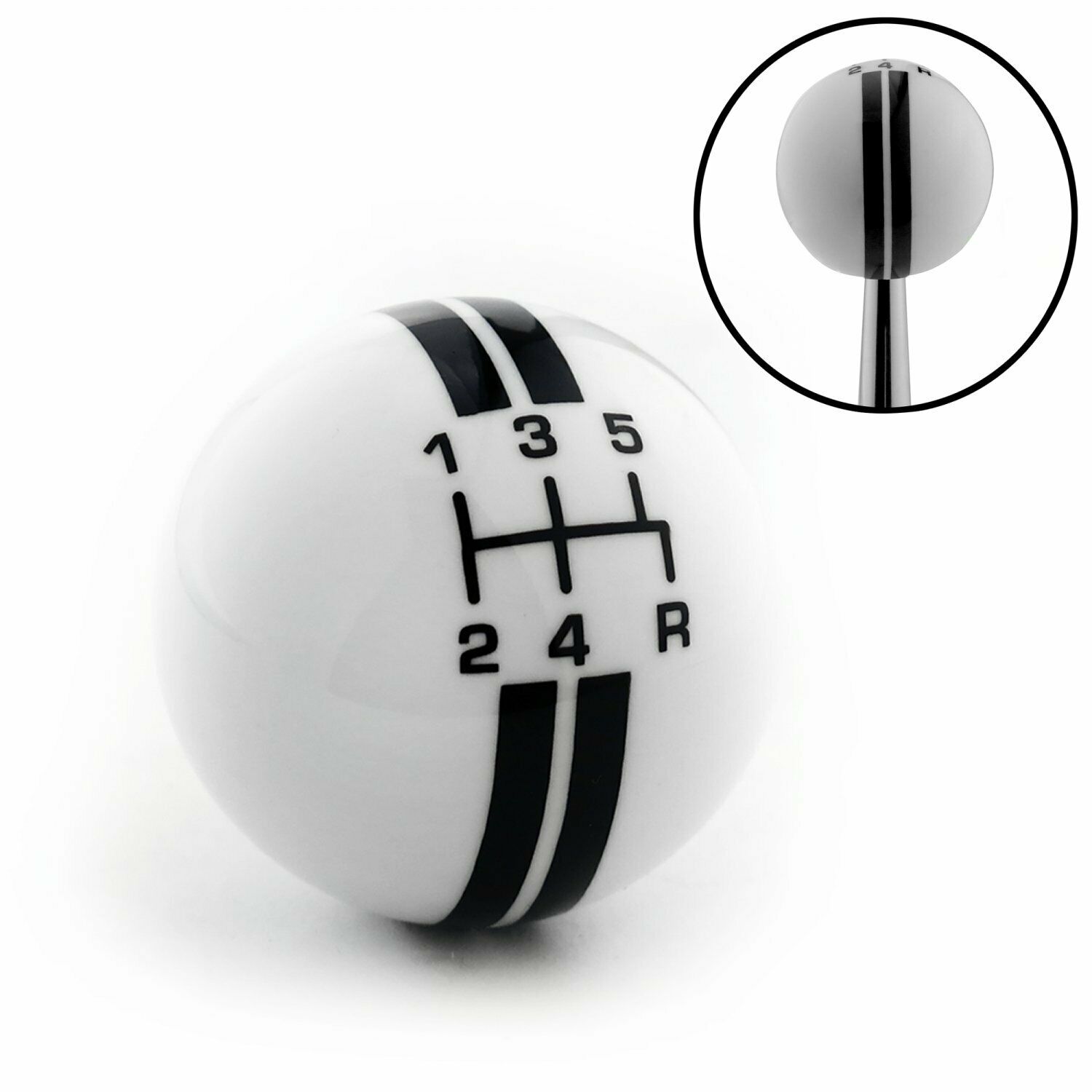 Teledu Black Rally Stripe 5 Speed Shift Pattern Ivory Shift Knob with ...
