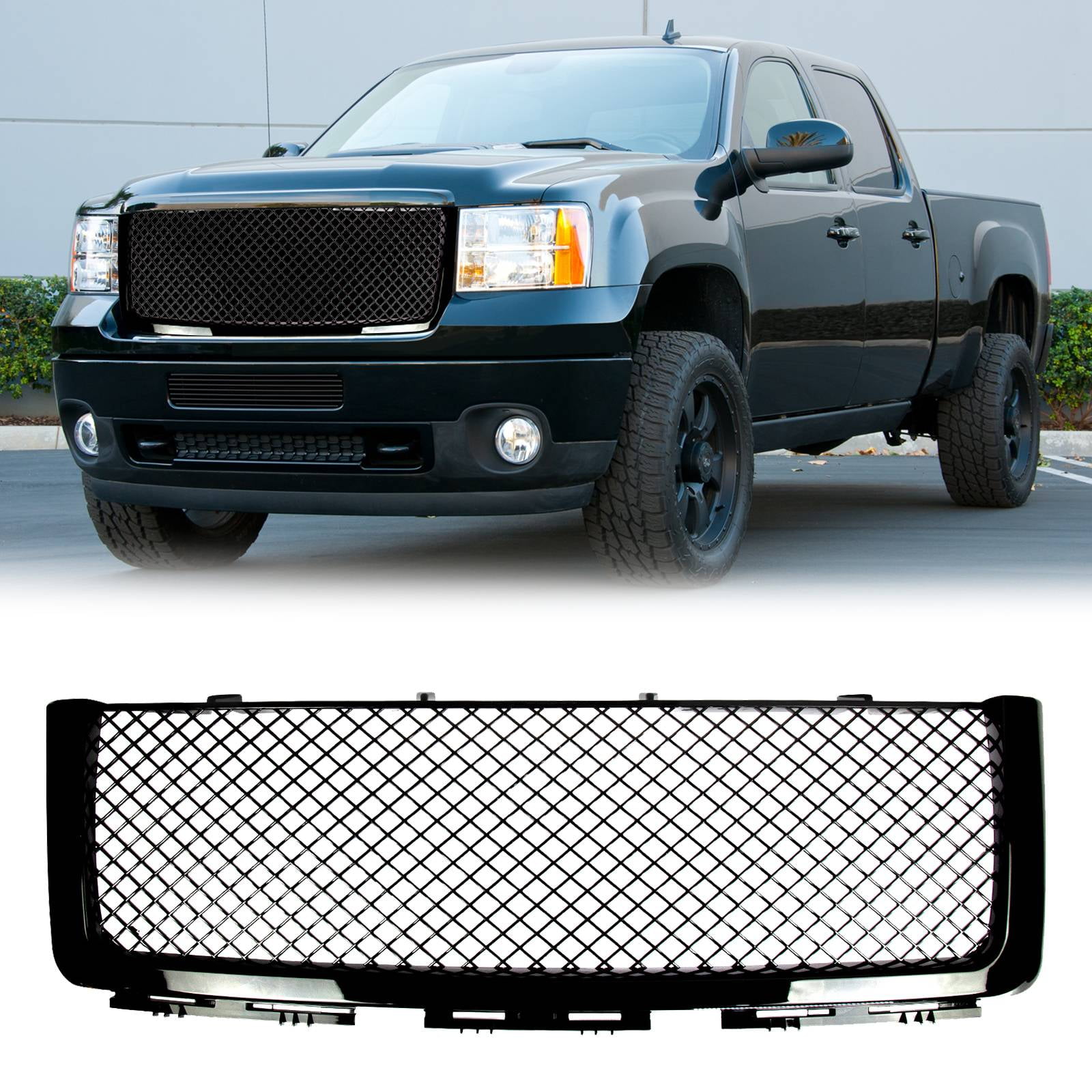Teledu Car Front Grill for 07-13 GMC Sierra 1500 Gloss Black Grille ...