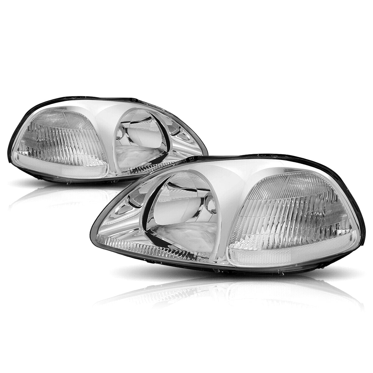 Teledu For 96 98 Honda Civic Ej Em Ek Chrome Housing Headlight Clear