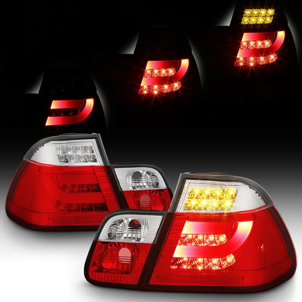 Teledu For BMW E46 3-Series Sedan LED STRIP Red Clear Tail Light Lamp ...