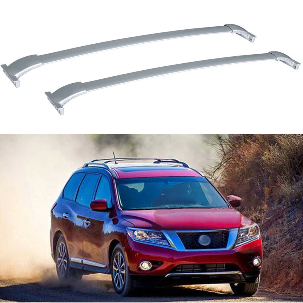 Teledu Pair Silver Aluminum Roof Rack Top Bar Rail For 13-19 Pathfinder ...
