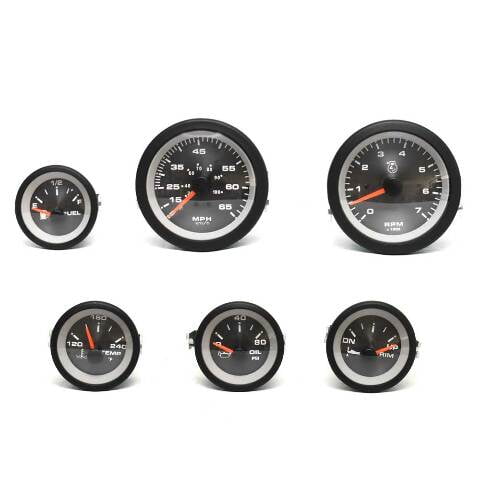 Teleflex Boat Gauge Set | Illuminated Pewter Black (Set of 6) - Walmart.com