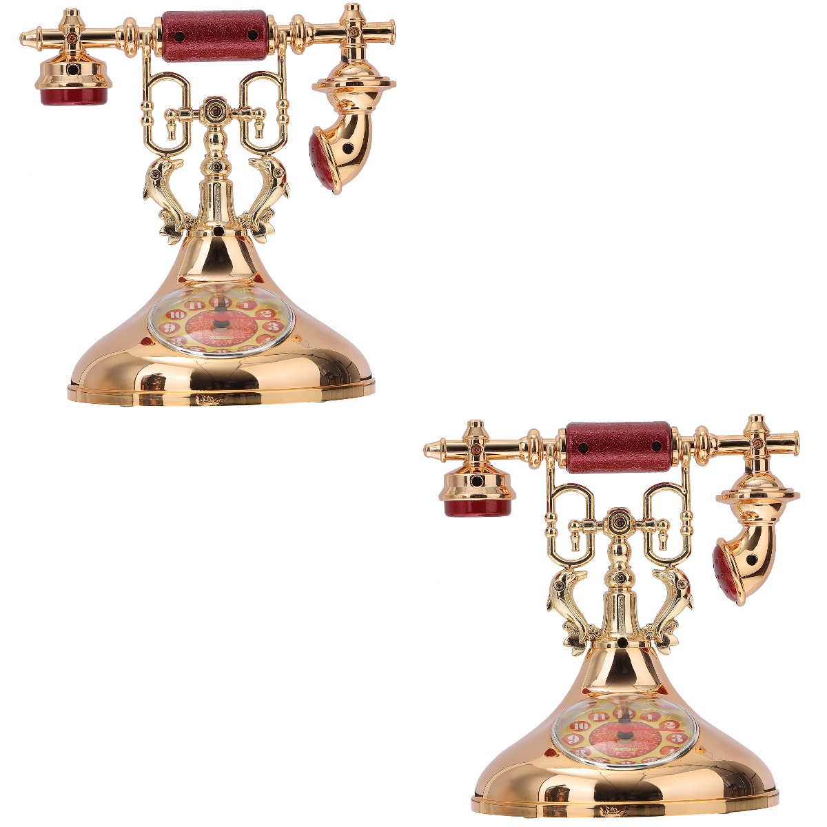 Telephone Clock Alarm Button Toys Old Dial with Cord Desktop Decor ...