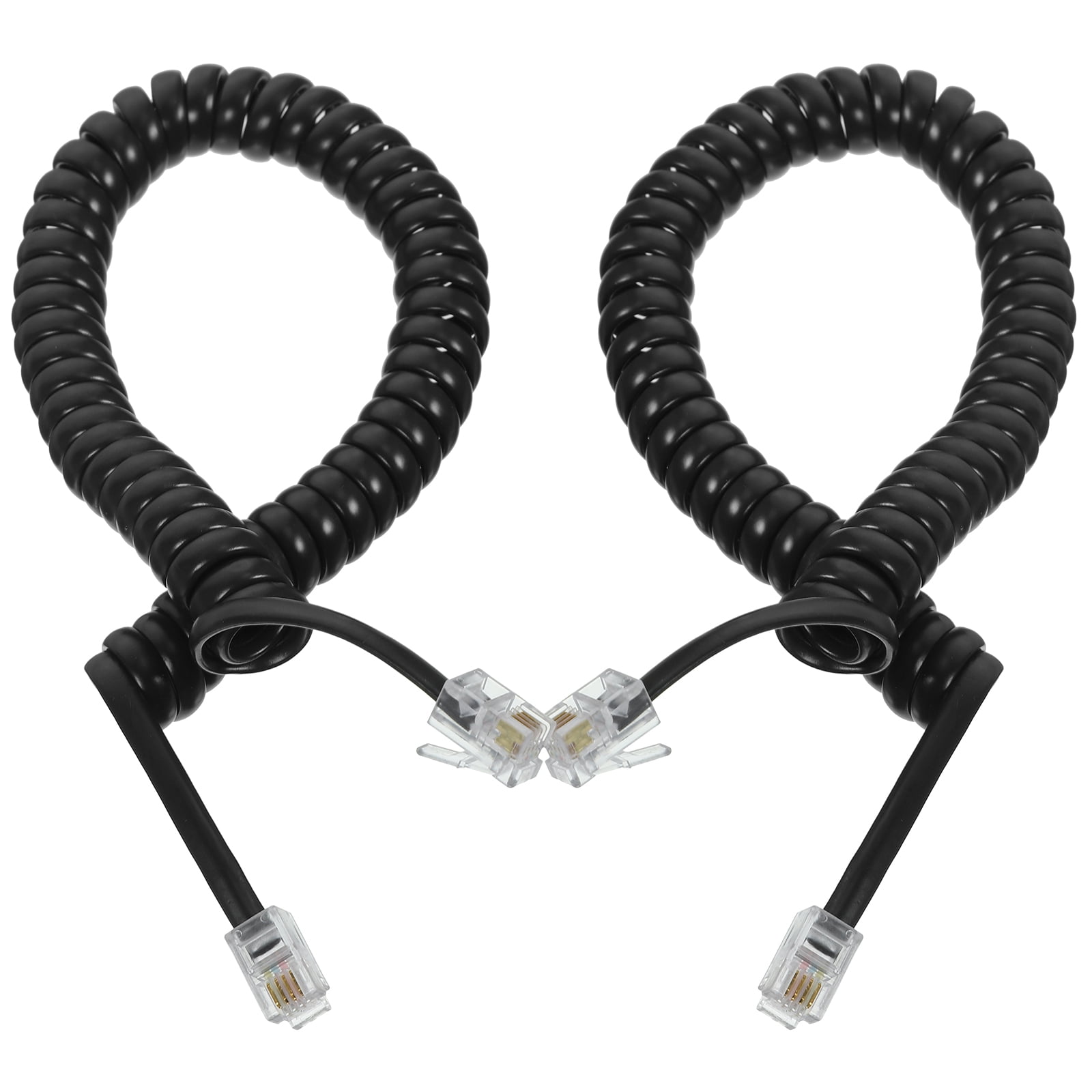Yardwe 2Pcs Landline Phone Cord Black Coiled Telephone Cord Strong Soft ...
