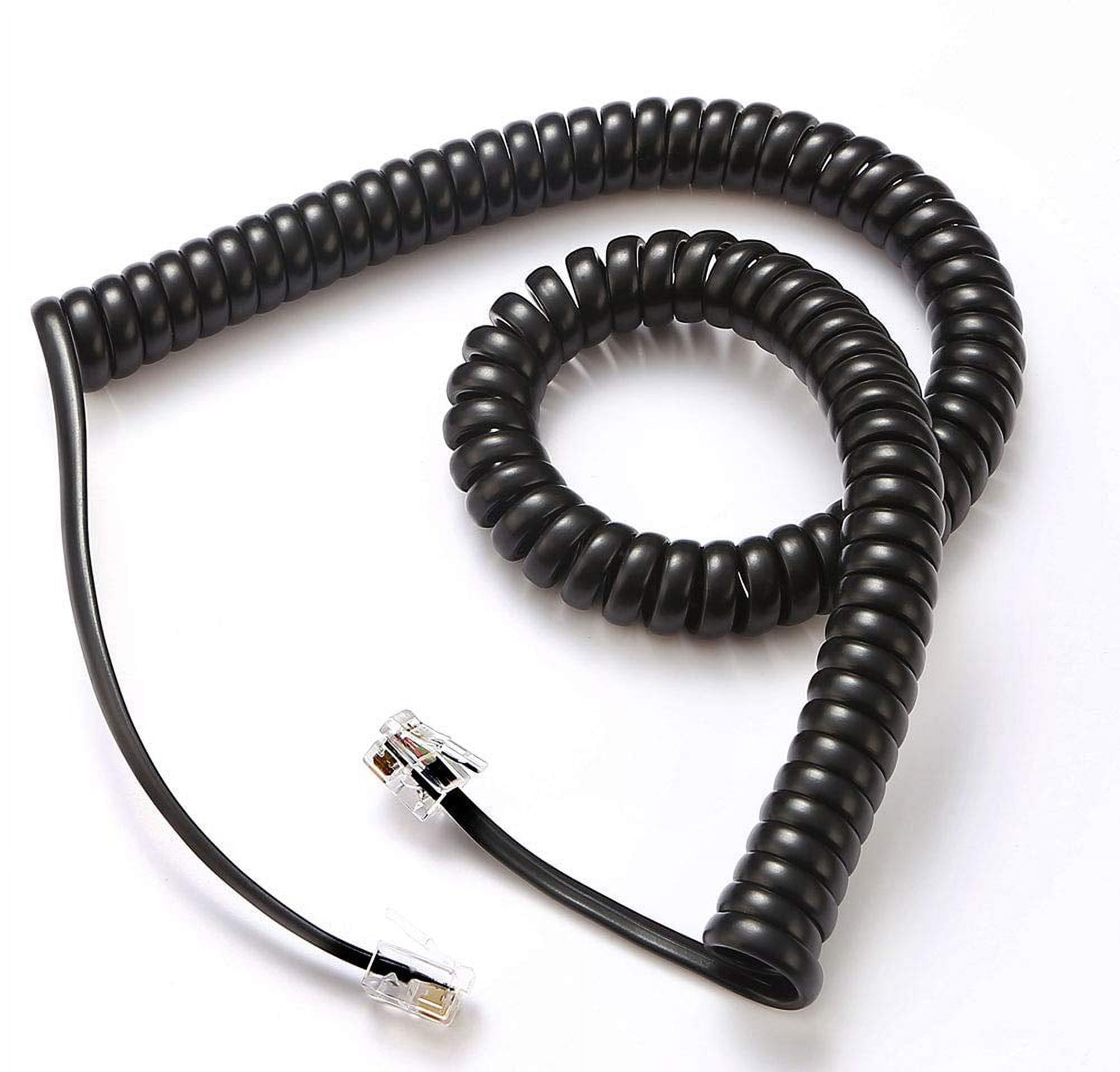 Telephone Cord, Phone Cord,Handset Cord, Black, 2 Pack, Universally ...
