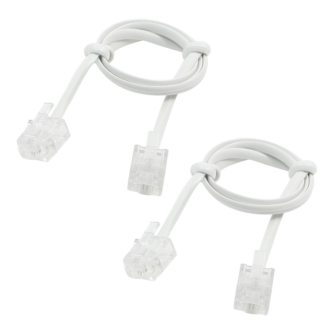 Telephone Extension Cord Cable Phone Line Wire with RJ11 6P2C Plug 2pcs ...