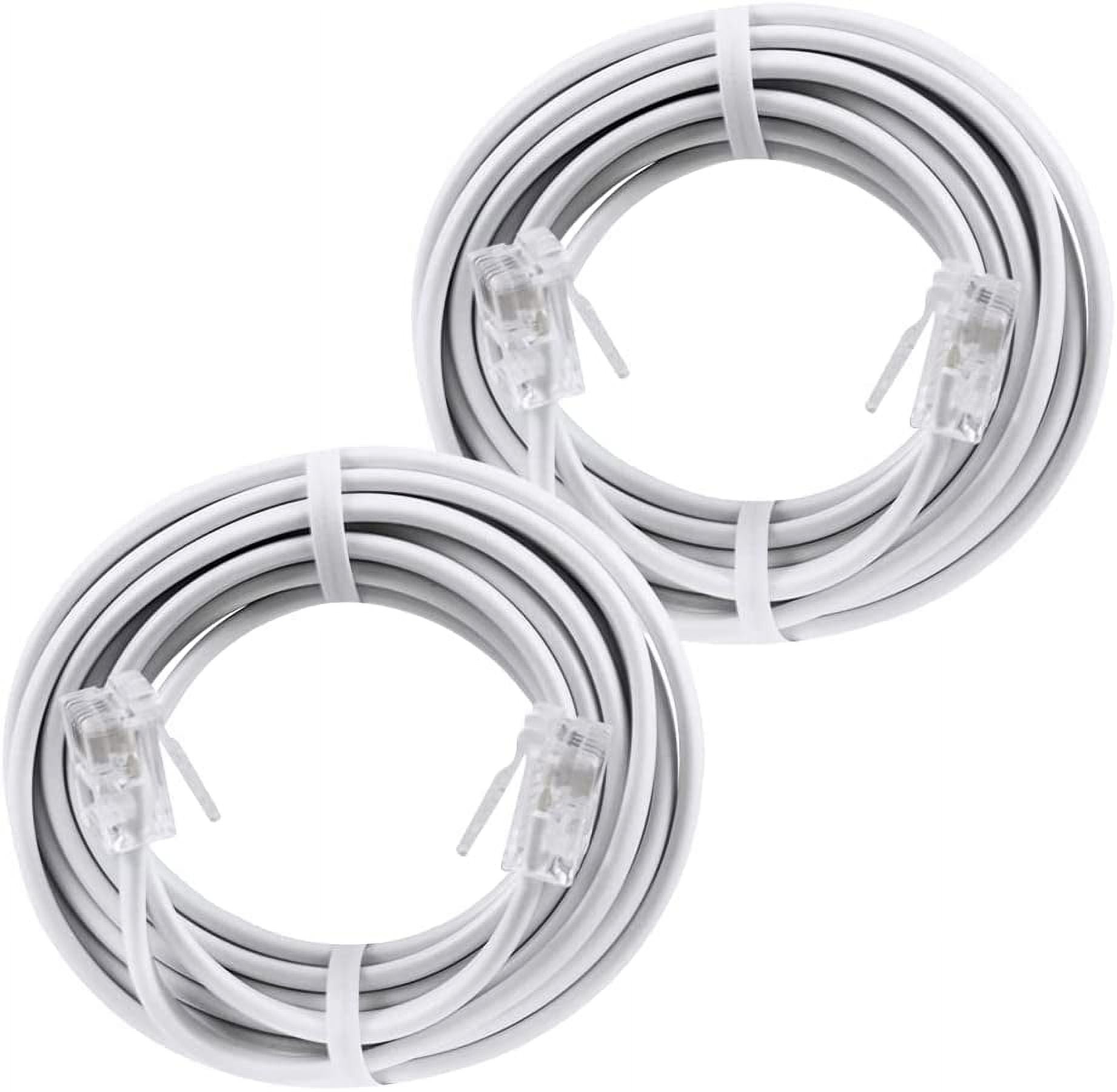 Telephone Line Cord, 2 Pack, 7 Feet, Phone Cord, Modular Jack Ends ...