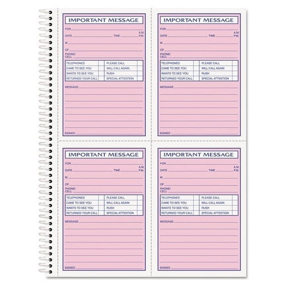 Telephone Message Book, Fax/mobile Section, Two-Part Carbonless, 5.5 X ...