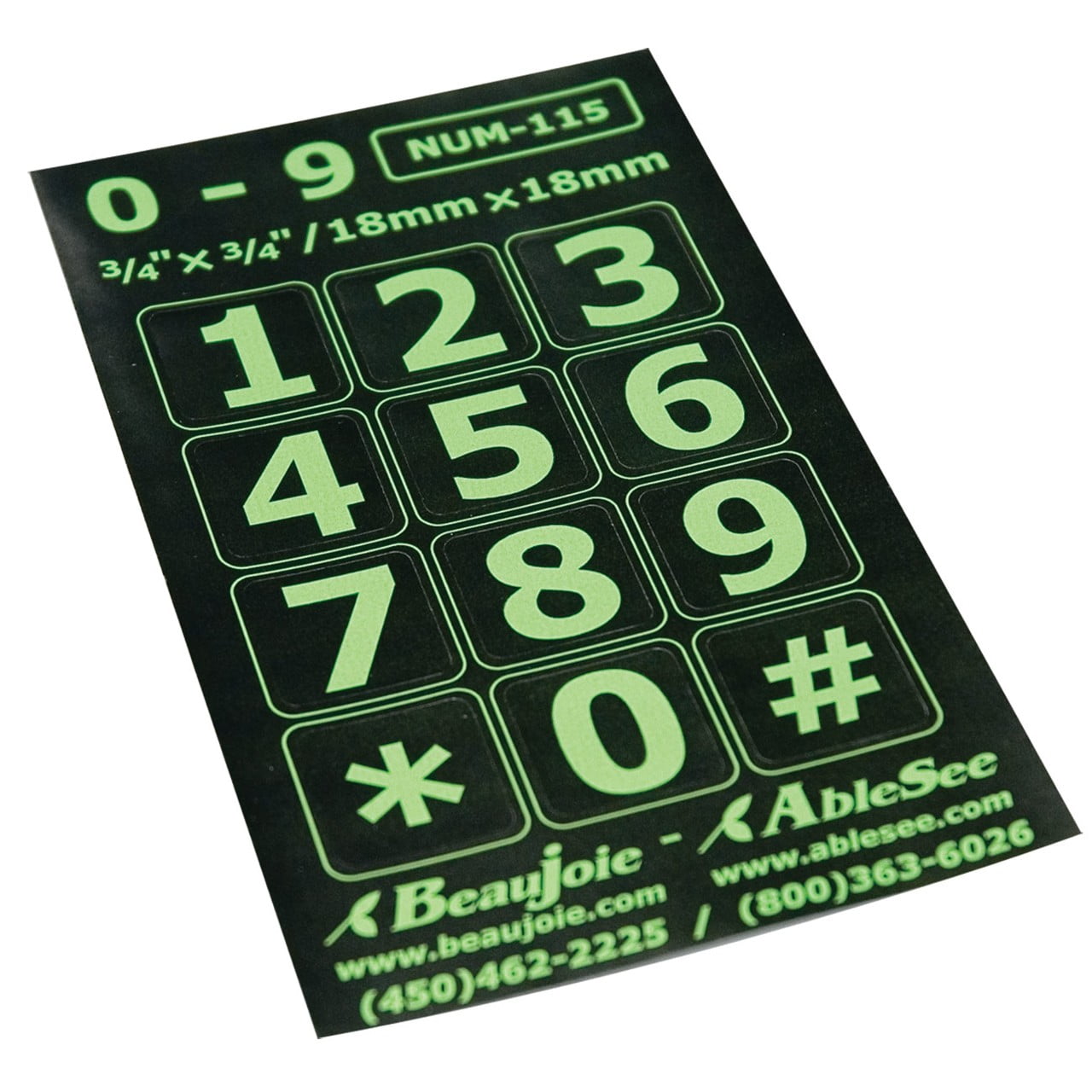 Telephone Stickers - Green on Black - Numbers Only - Walmart.com