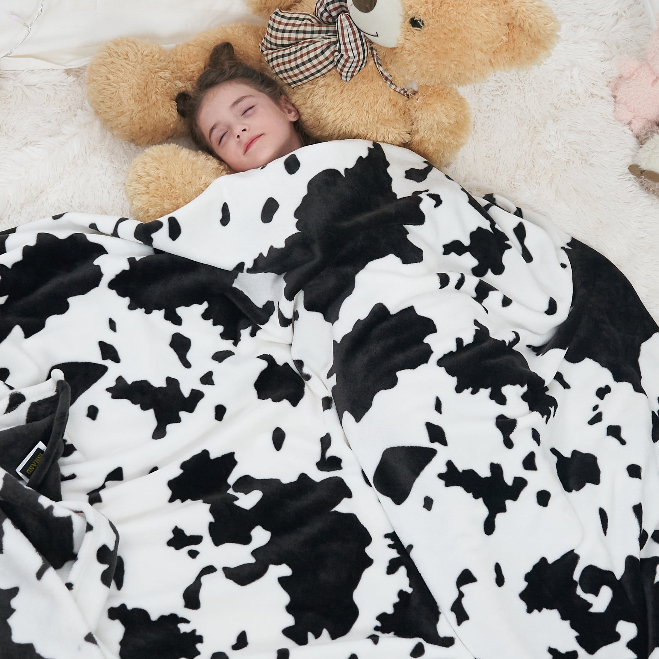"Teler Animal Cow Print Blanket, Soft Plush Toddler Fleece Throw, 50 ...