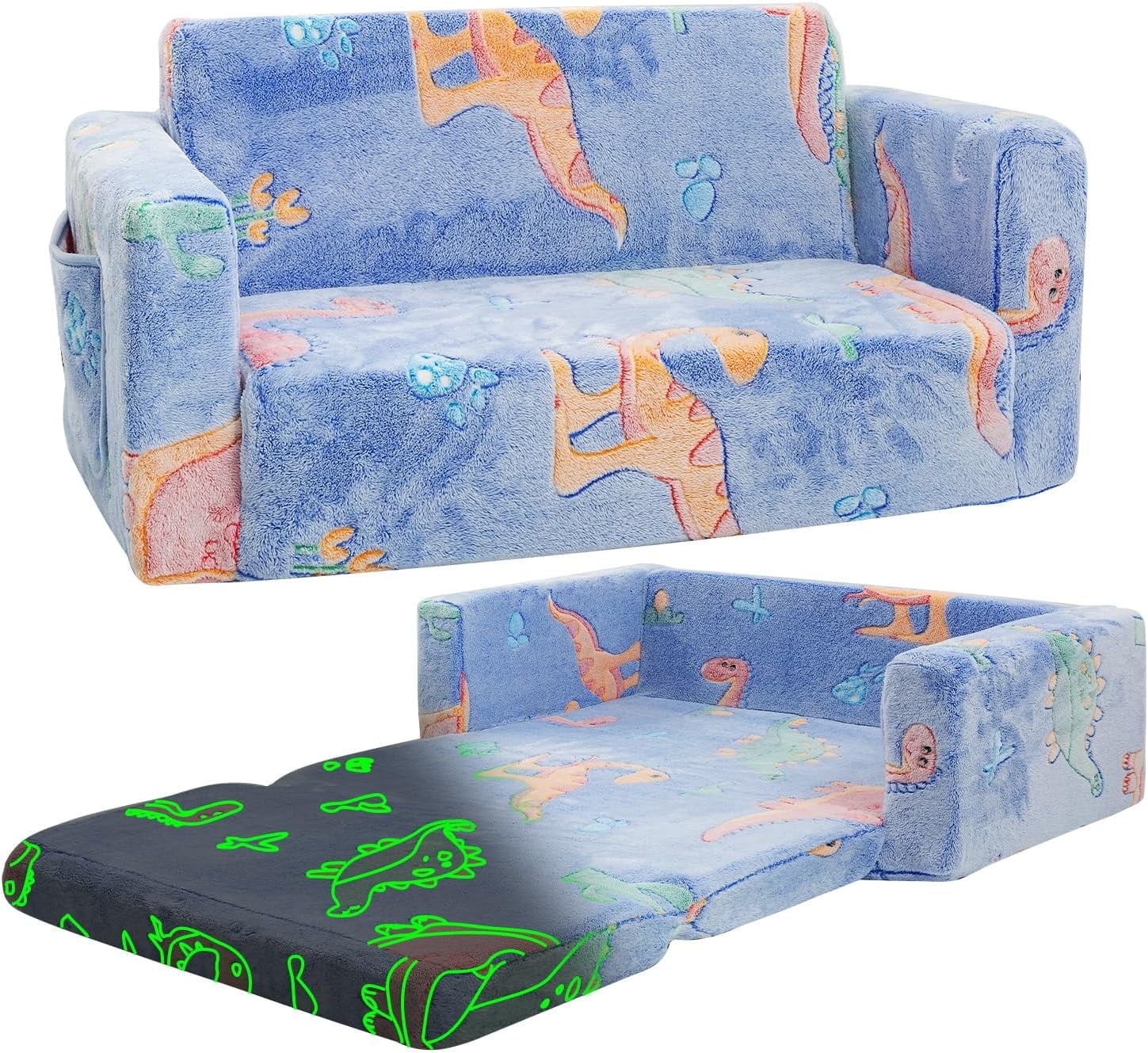Teler Kids Couch Toddler Chair Kids Sofa Extra Wide Glow in The Dark ...